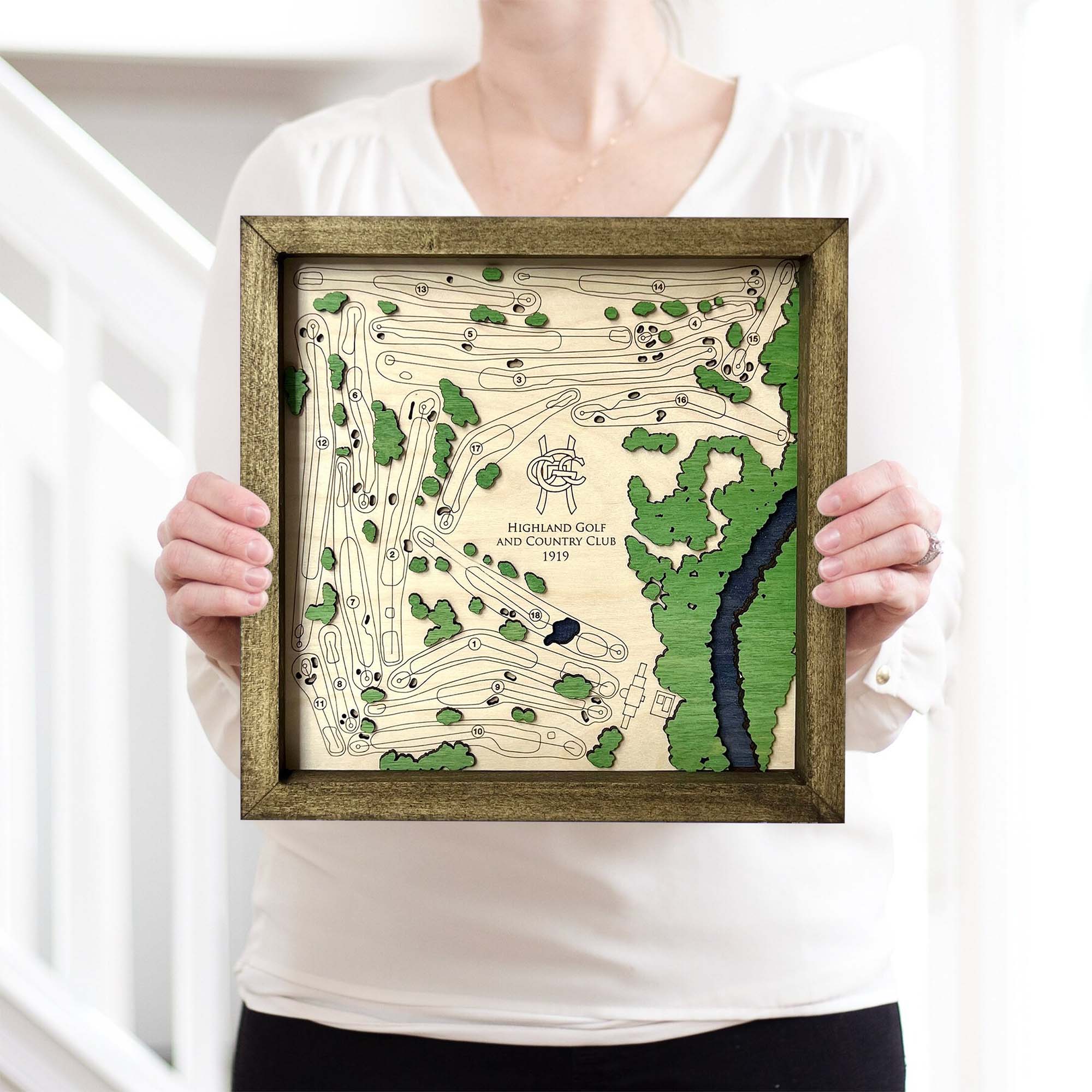 Custom Golf Course Map, 2 Layered Wooden Sign, Gift For Golfer – CustomFam