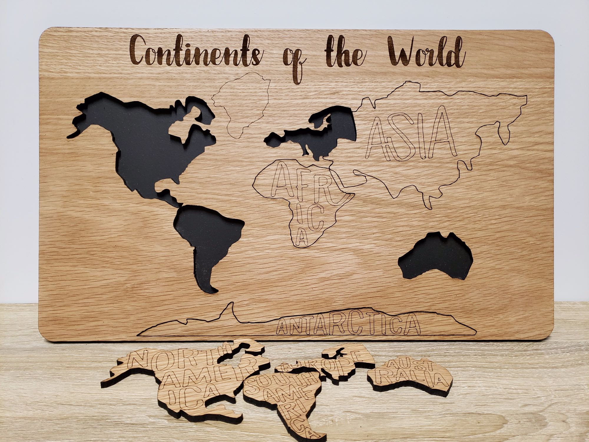 Wooden World Continents Puzzle Map, Gift For Travel Lover – CustomFam