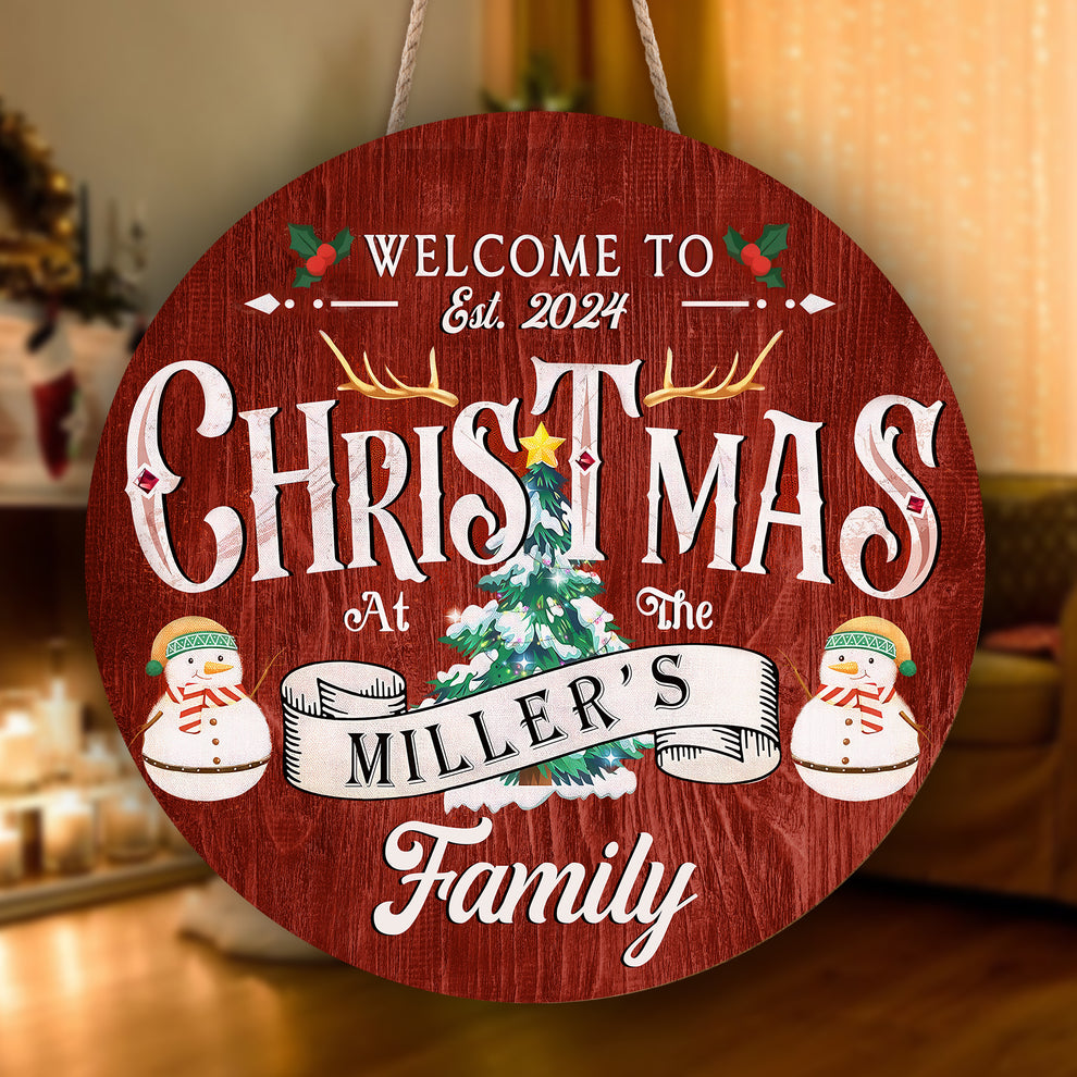 Personalized Christmas Door Sign, Christmas Gift For Family – CustomFam