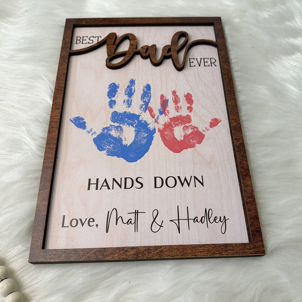 Personalized DIY Handprint Sign, Father's Day Gift, Father's Day Woode ...