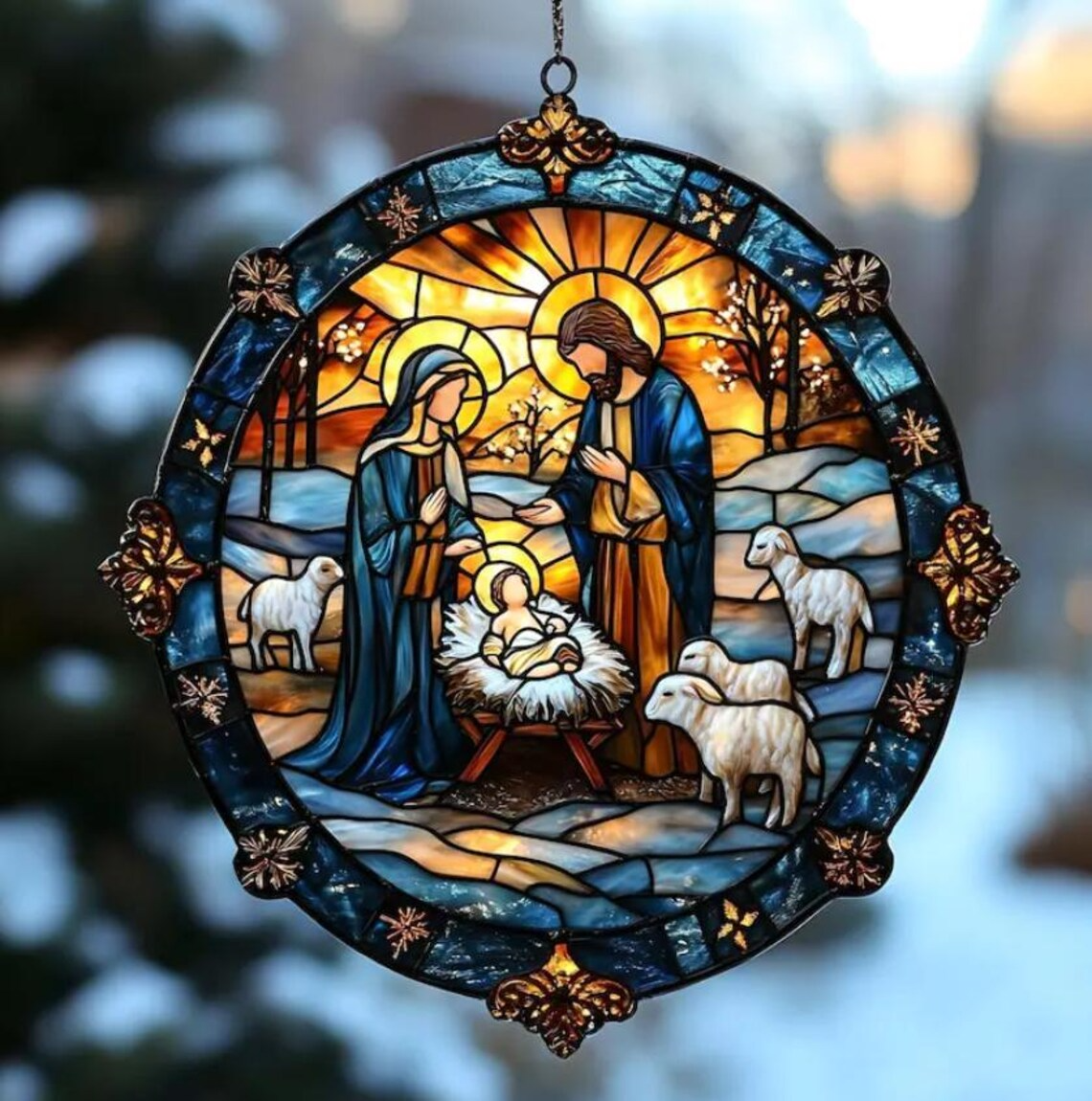 Nativity Scene Suncatcher Ornament, Jesus Ornament, Religious Suncatch ...