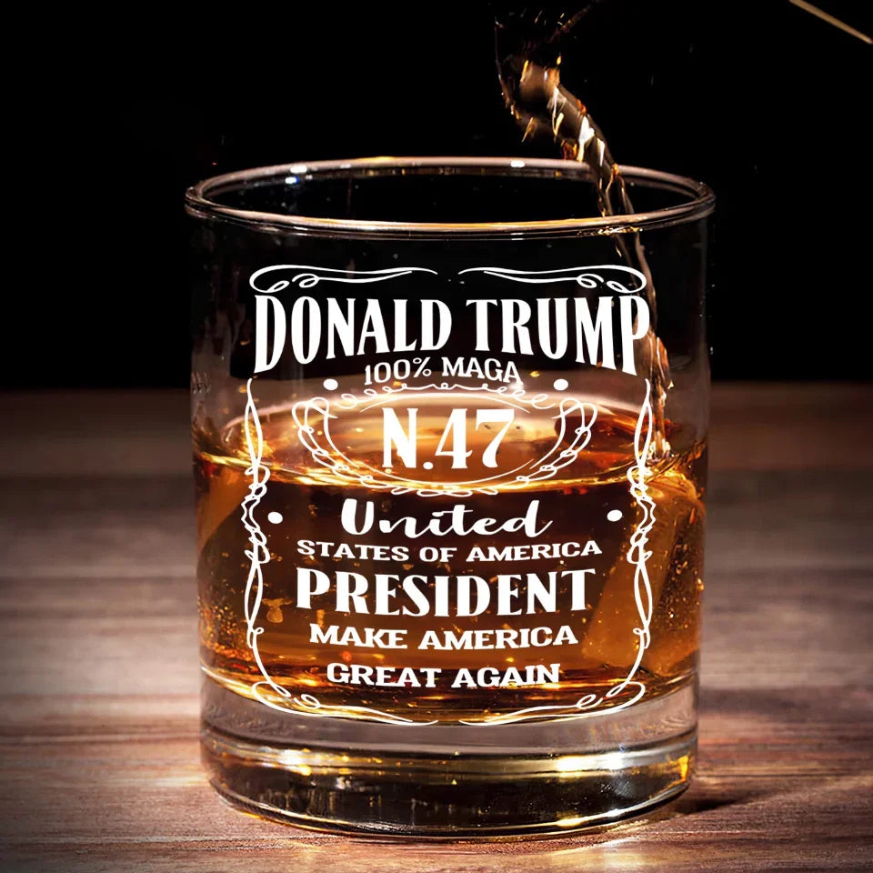 Trumpwon 47th President Of The United States Whiskey Glass, Trump2024 ...