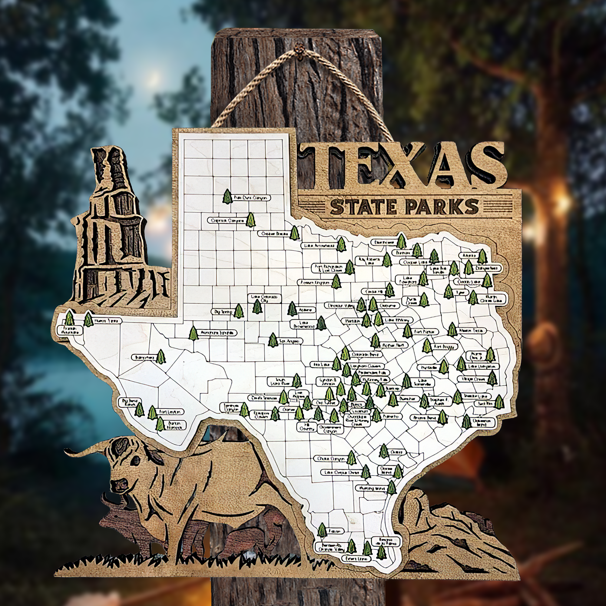 Texas State Park Map, Personalized Travel Map, Gift For Travelers ...