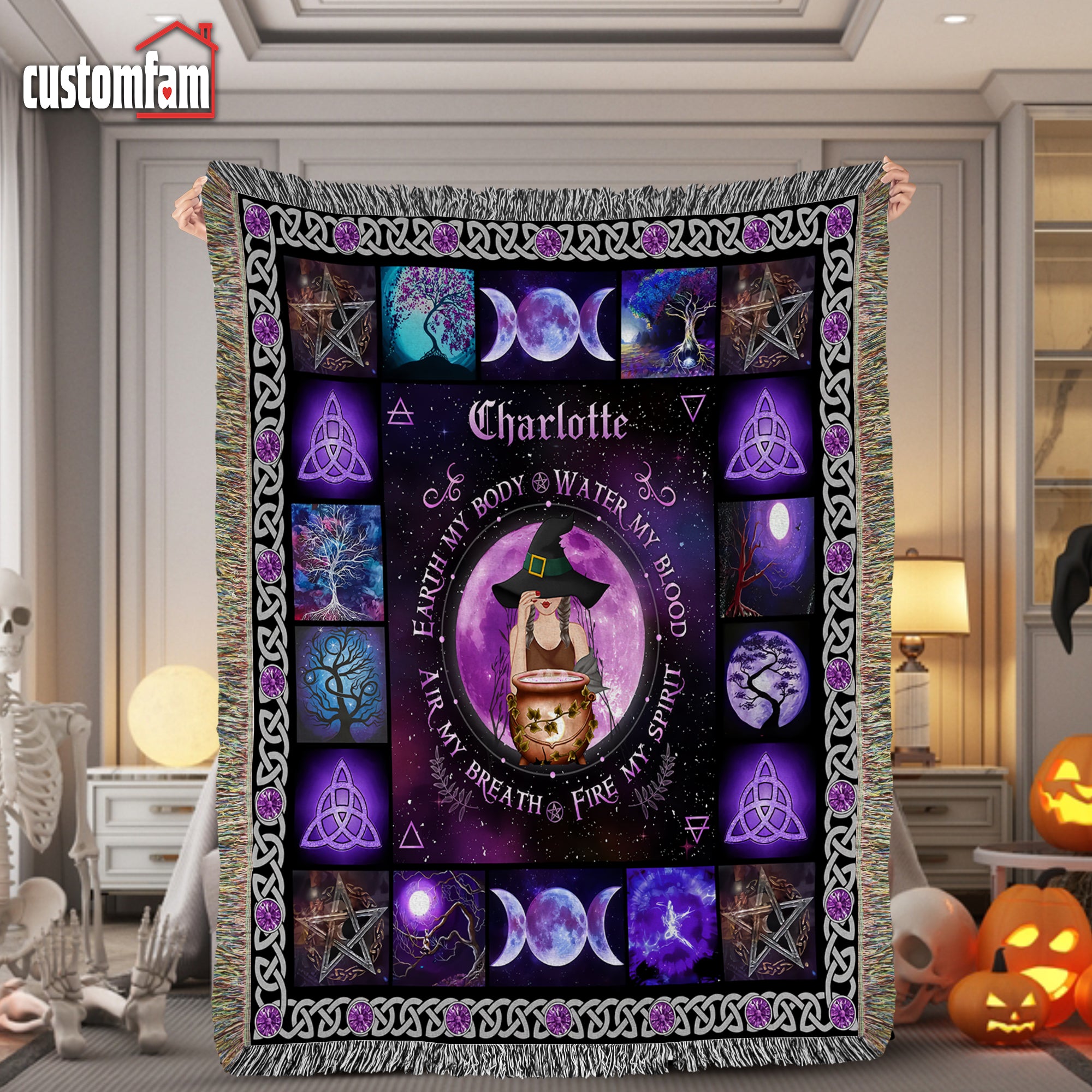Earth My Body Water My Blood Witch Woven Blanket, Halloween Gifts ...