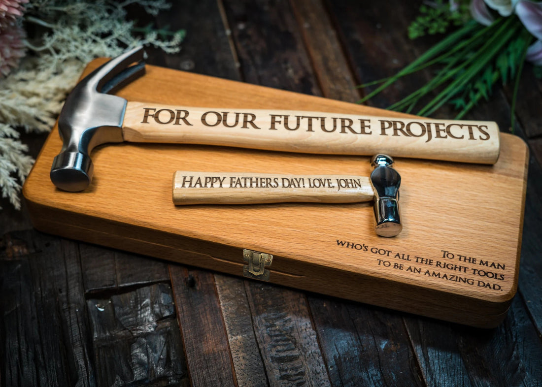Personalized Father & Child Engraved Hammer Gift Set, Framing Hammer ...
