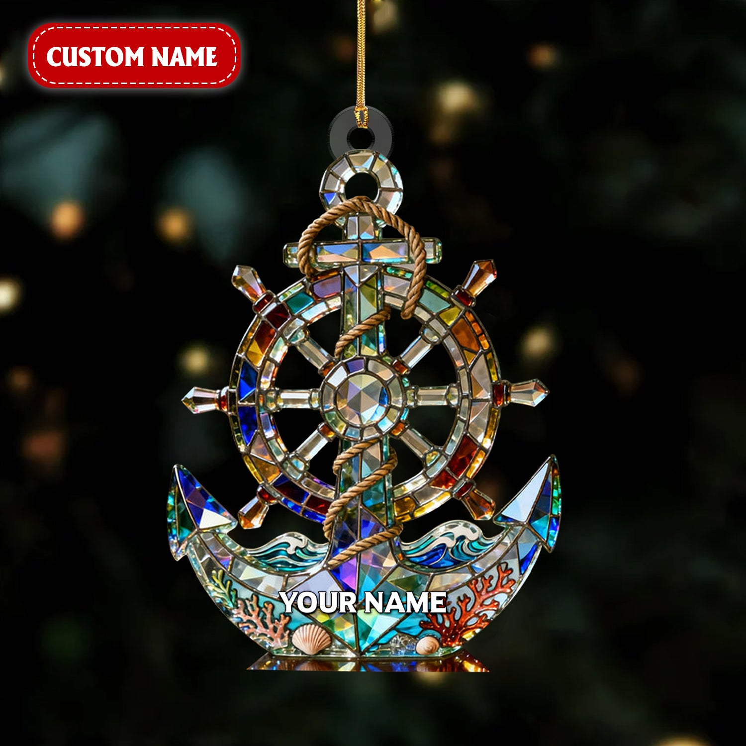 Ocean Voyage Nautical Anchor Crystal Effect Acrylic Ornament, Sailing ...