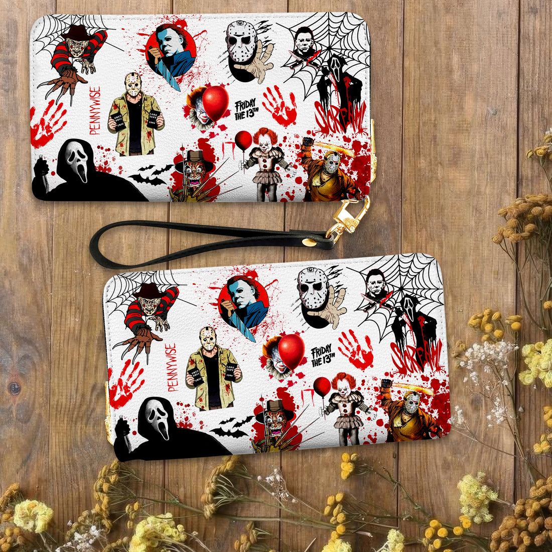 Halloween Horror Movie Characters Leather Bag, Spooky Purse With Walle ...
