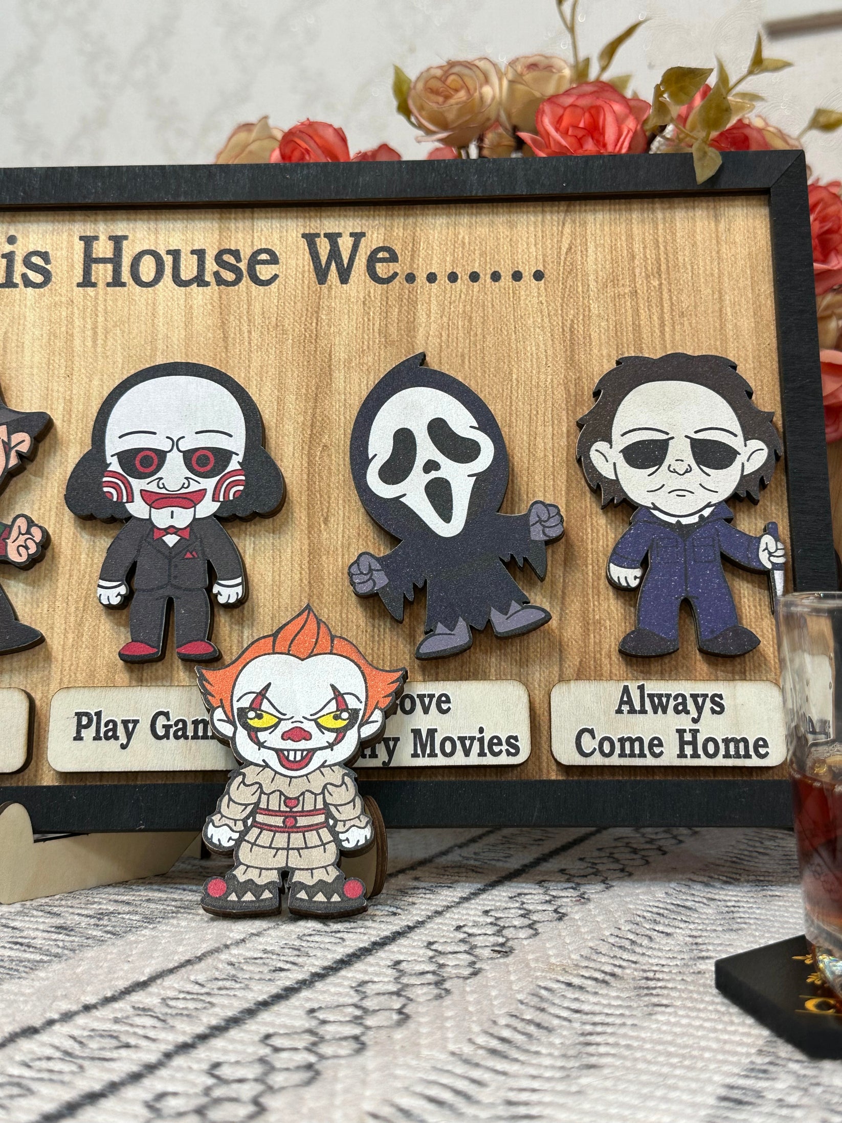 In This House We Horror Halloween Wood Sign Horror Movies Sign With Ma ...