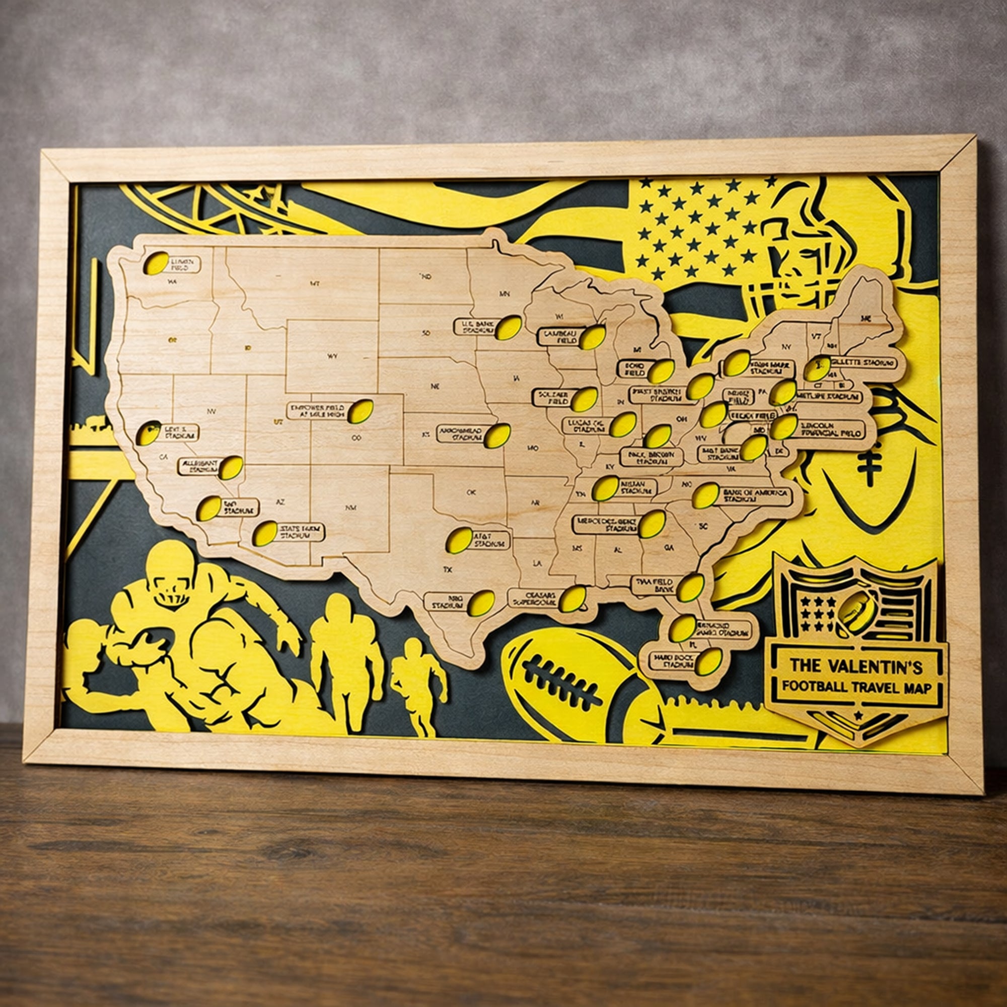 Personalized Football Stadium Map, Football Map USA, Gift For Football ...