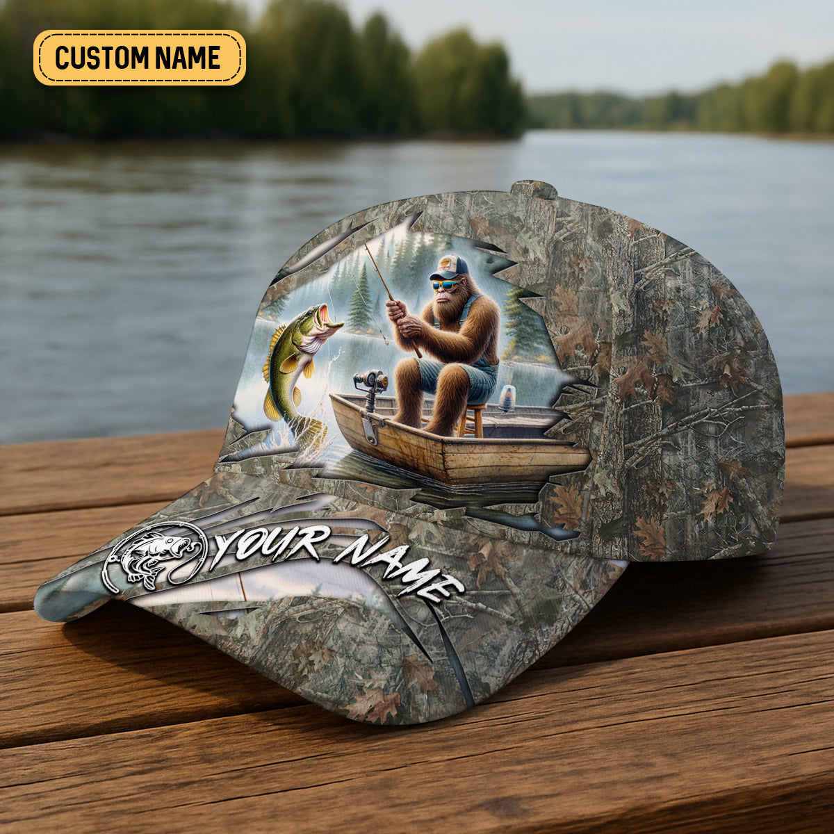 Bigfoot Fishing Hat, Fishing Trucker Hat, Fishing Cap For Men, Fishing ...