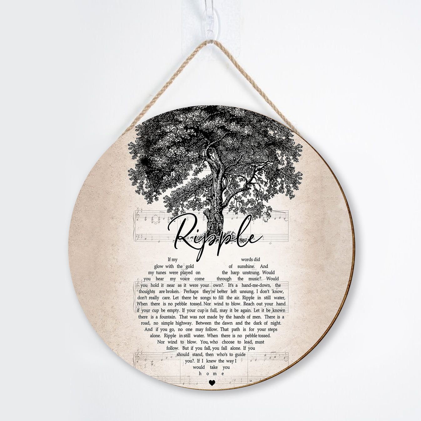 Grateful Dead Ripple Lyric Heart Shape Poster Framed Matte Wood Sign ...