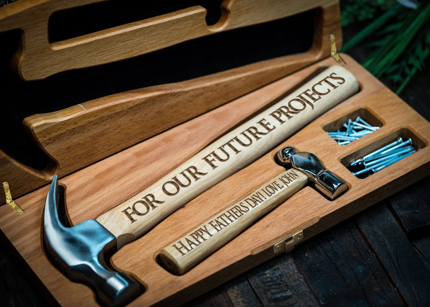Personalized Father & Child Engraved Hammer Gift Set, Framing Hammer ...