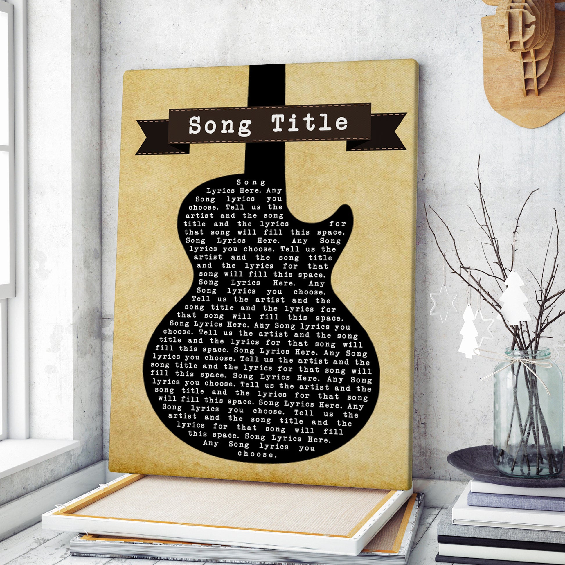 Personalized Guitar Music Wall Art With Song Lyrics, Music Wall Decor ...