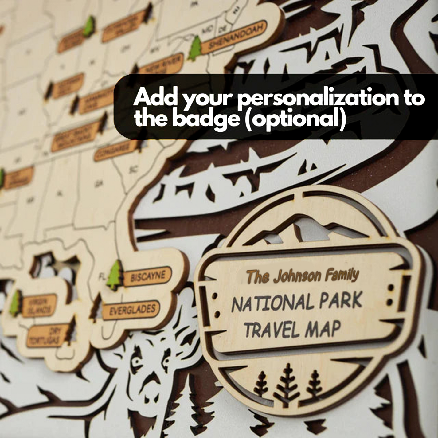Personalized US 3D Wooden National Parks Travel Map With Trees To Reco ...
