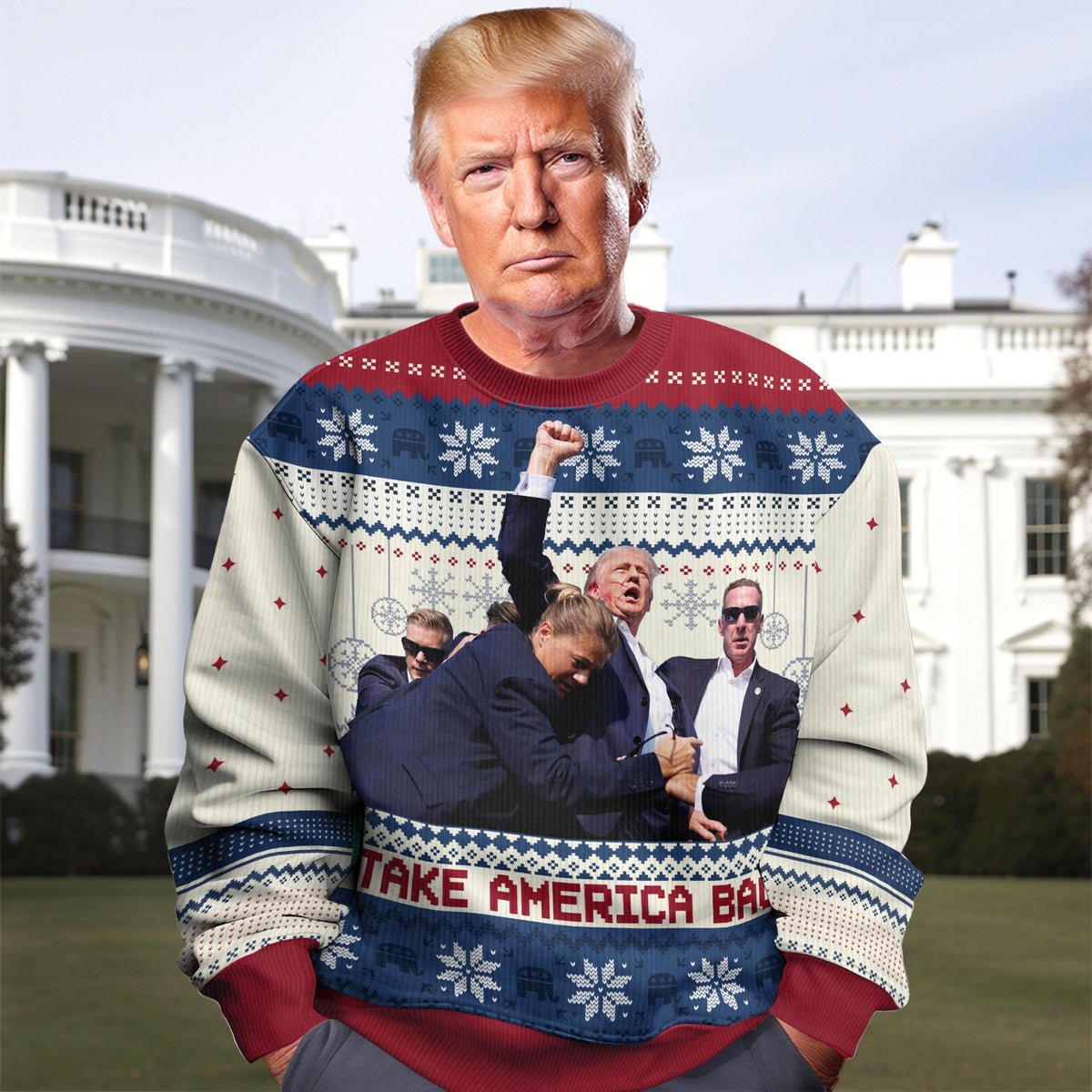 Take America Back, Trump2024 Ugly Sweater, Funny Political Shirt, Chri ...