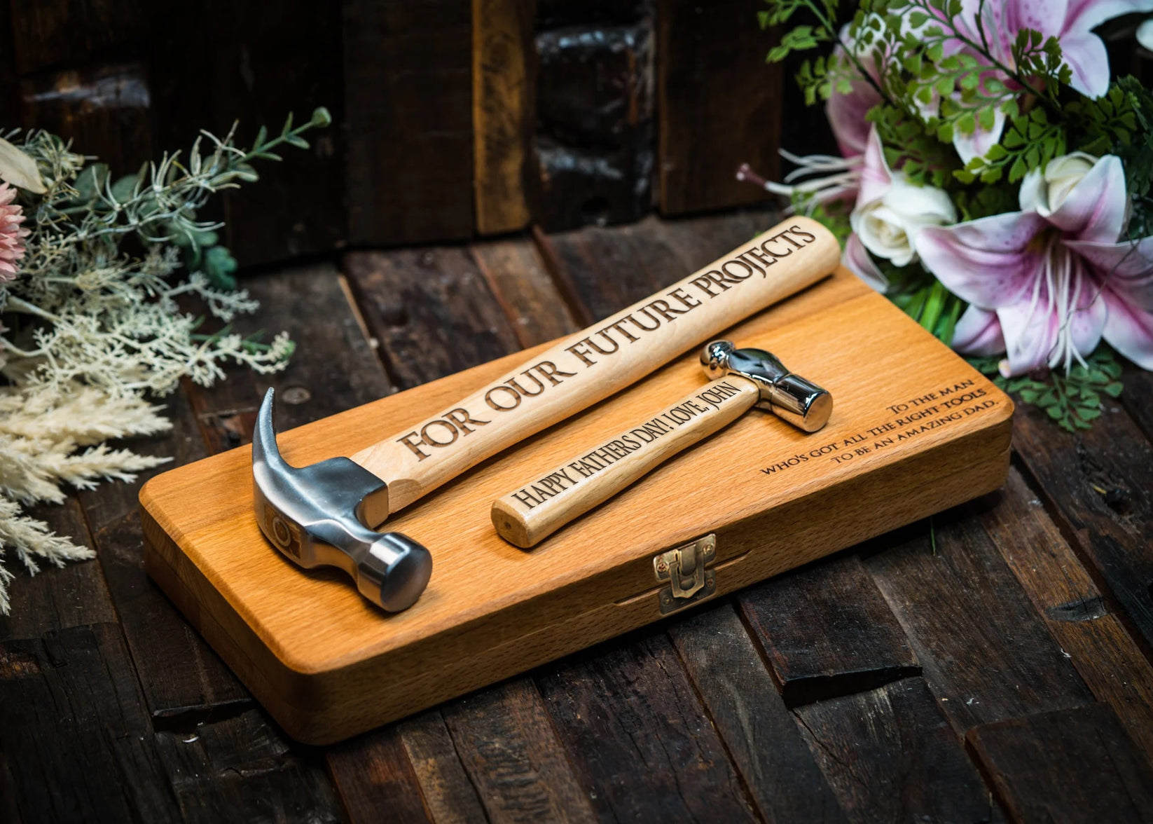 Personalized Father & Child Engraved Hammer Gift Set, Framing Hammer ...
