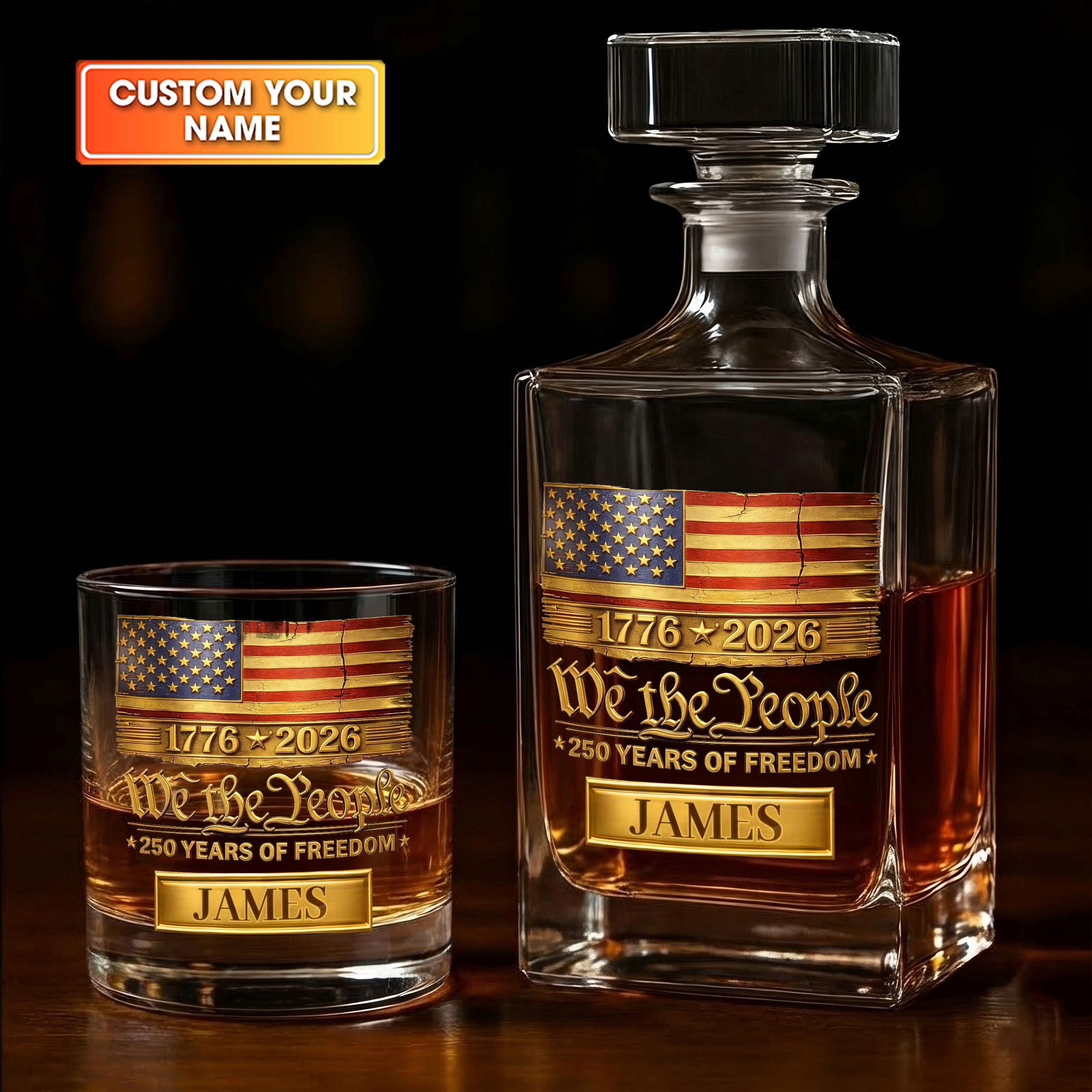 We The People 250th Anniversary 1776-2026 Whiskey Decanter Set, Americ ...