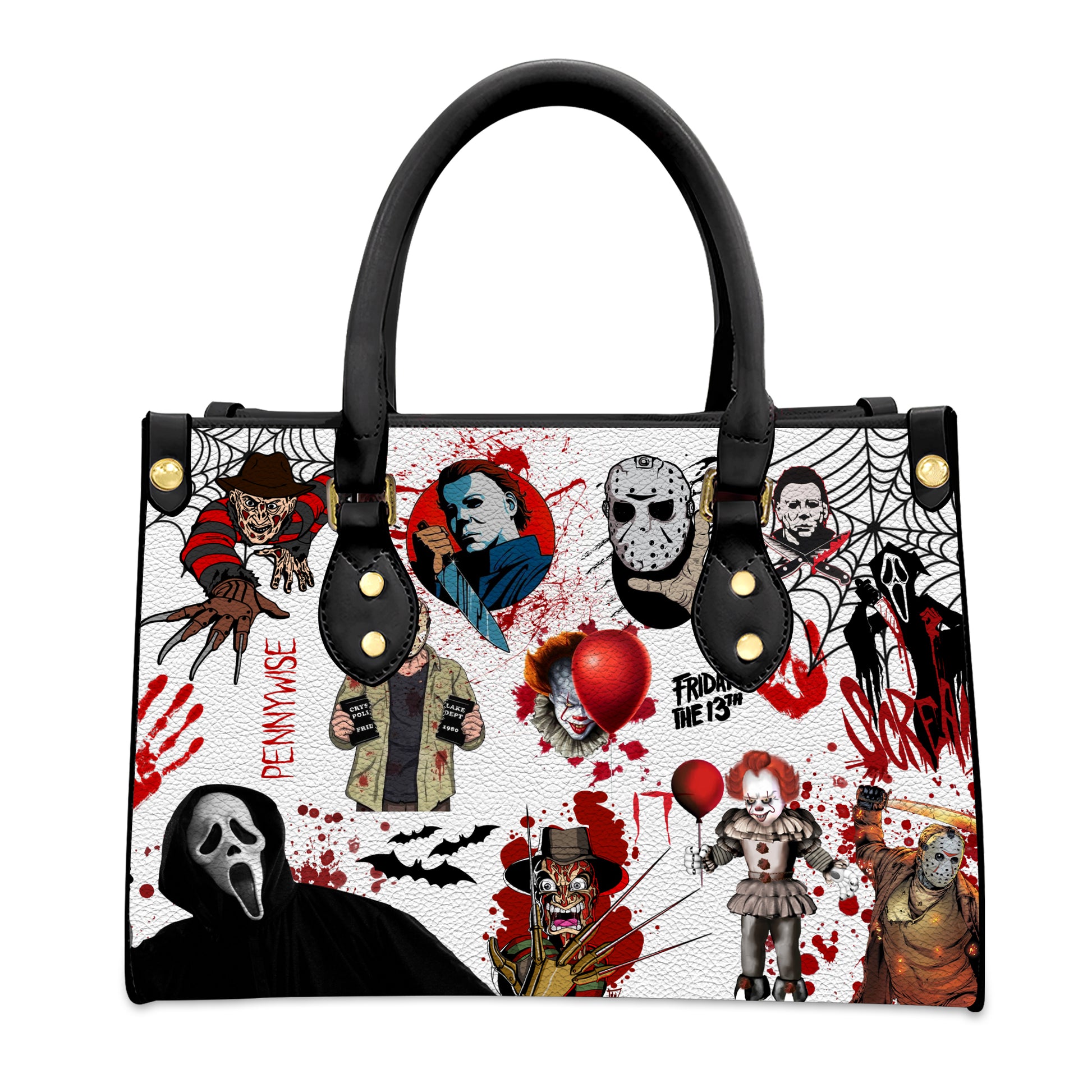 Halloween Horror Movie Characters Leather Bag, Spooky Purse With Walle ...