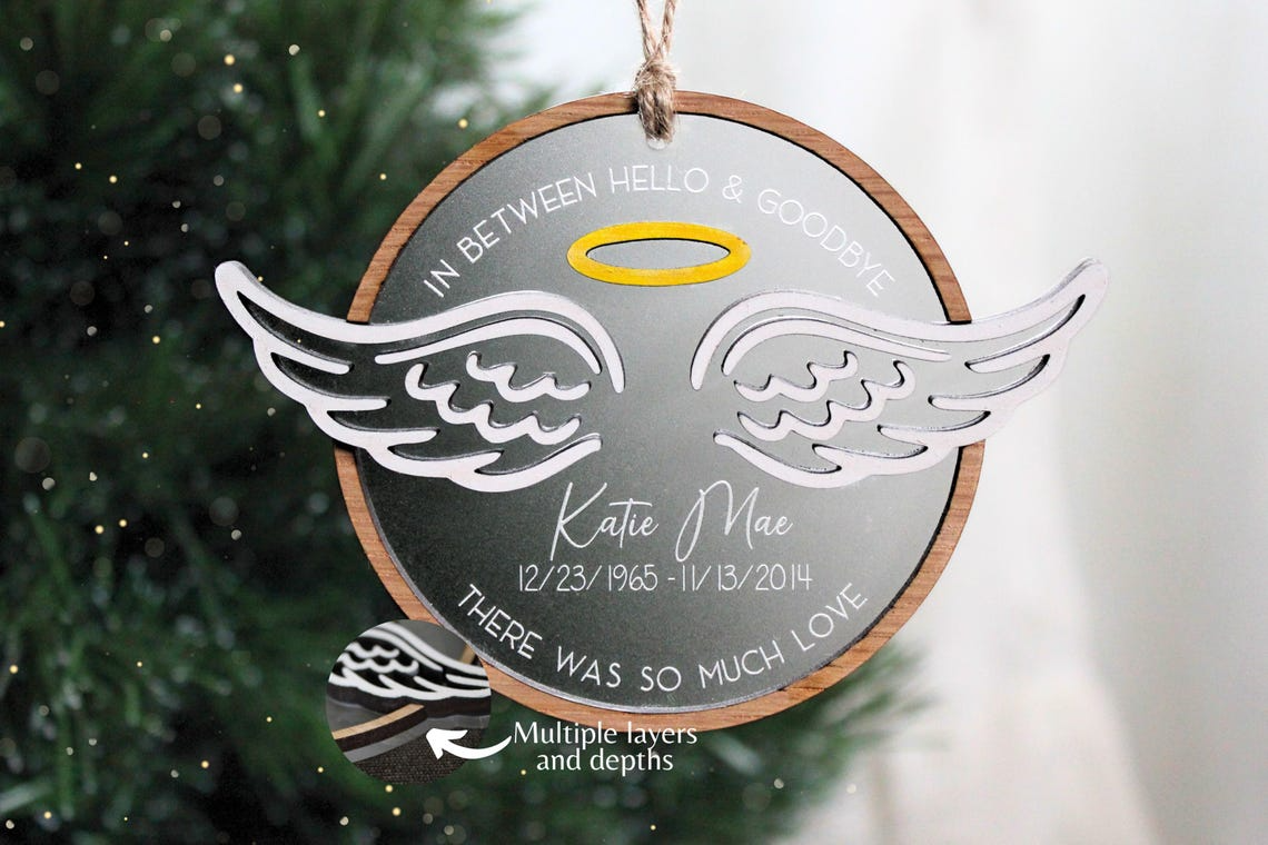 Personalized In Between Hello And Goodbye Ornaments, Christmas Memoria ...