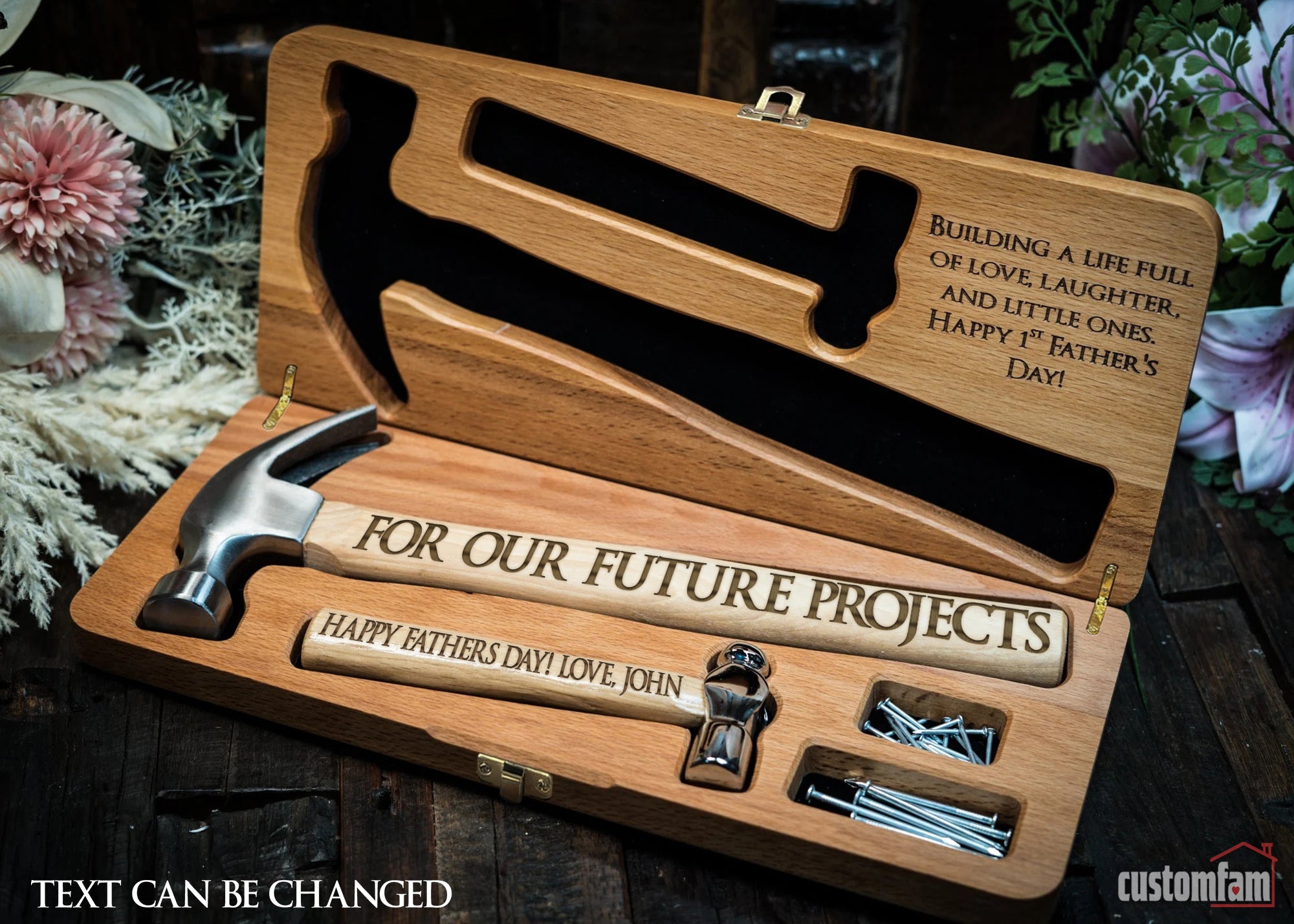 Personalized Father & Child Engraved Hammer Gift Set, Framing Hammer ...