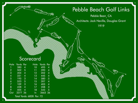 Custom Pebble Beach Club Golf Course Map, Golf Art, Golf Wood Sign, Gi ...