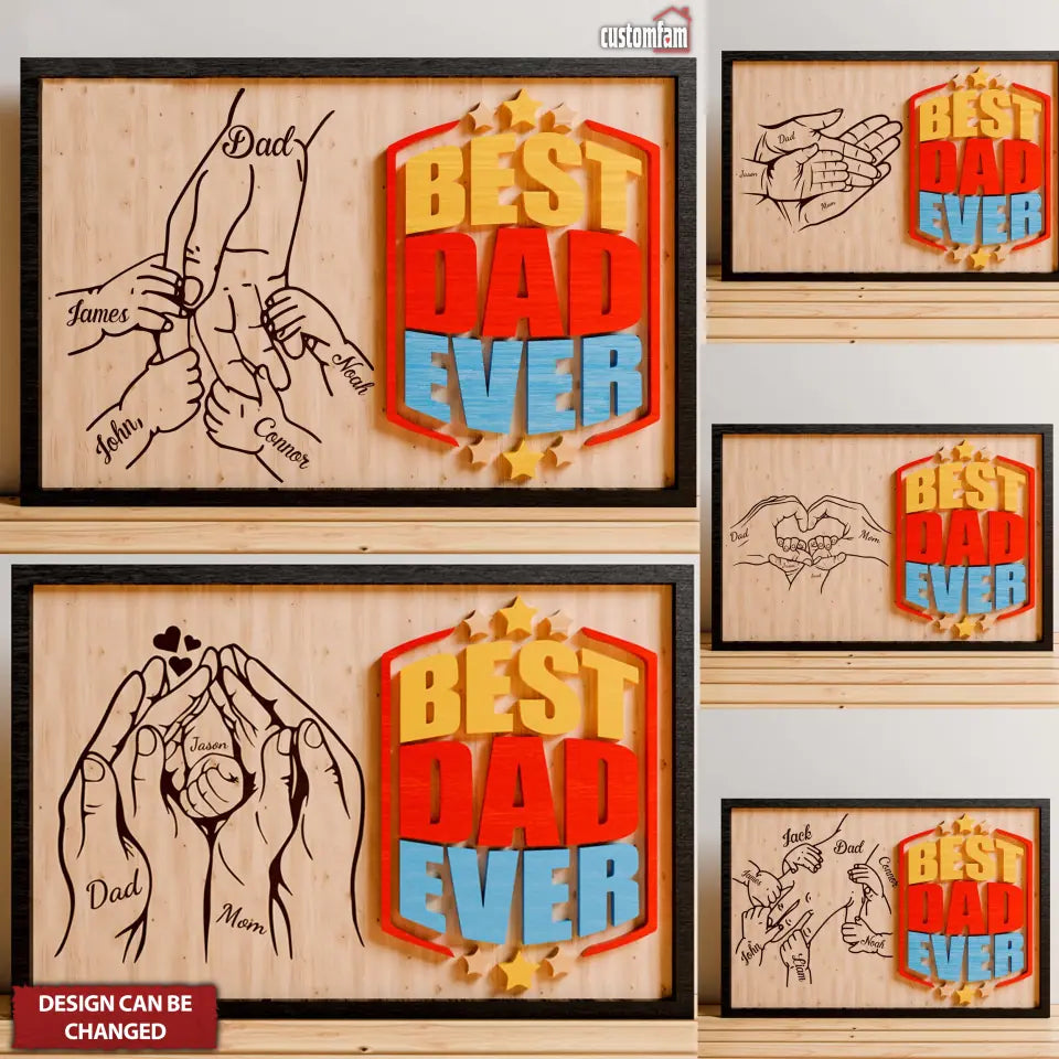 Best Dad Ever Personalized 2 Layered Wooden Sign, Gifts For Dad, Fathe ...