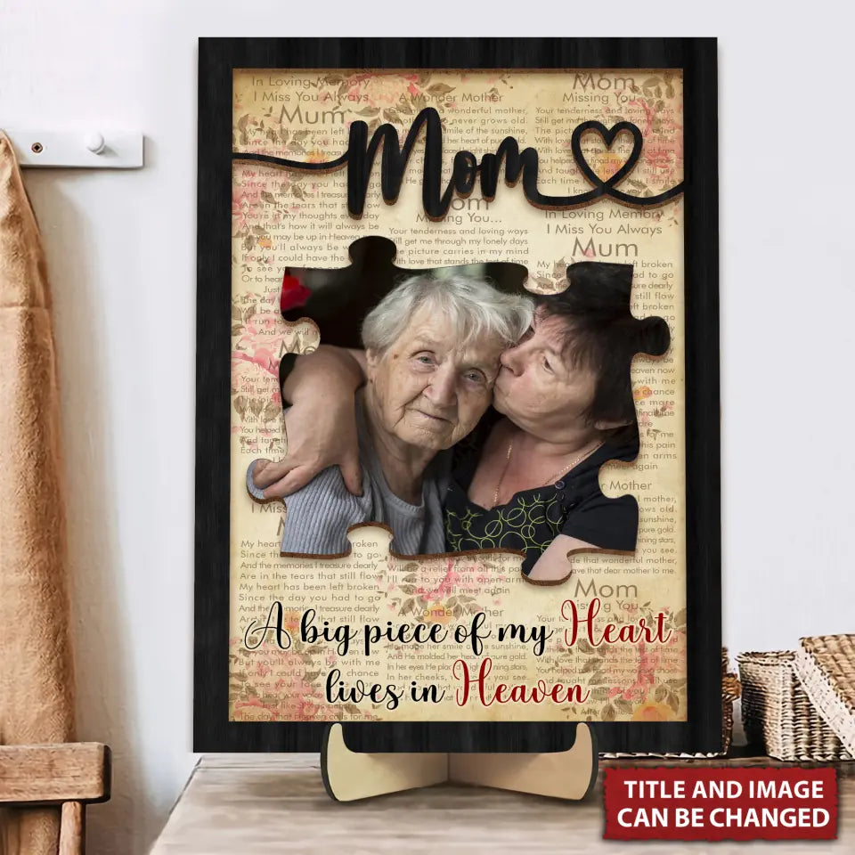 A Big Piece Of My Heart Lives In Heaven Custom Mom Memorial Wooden Sig ...