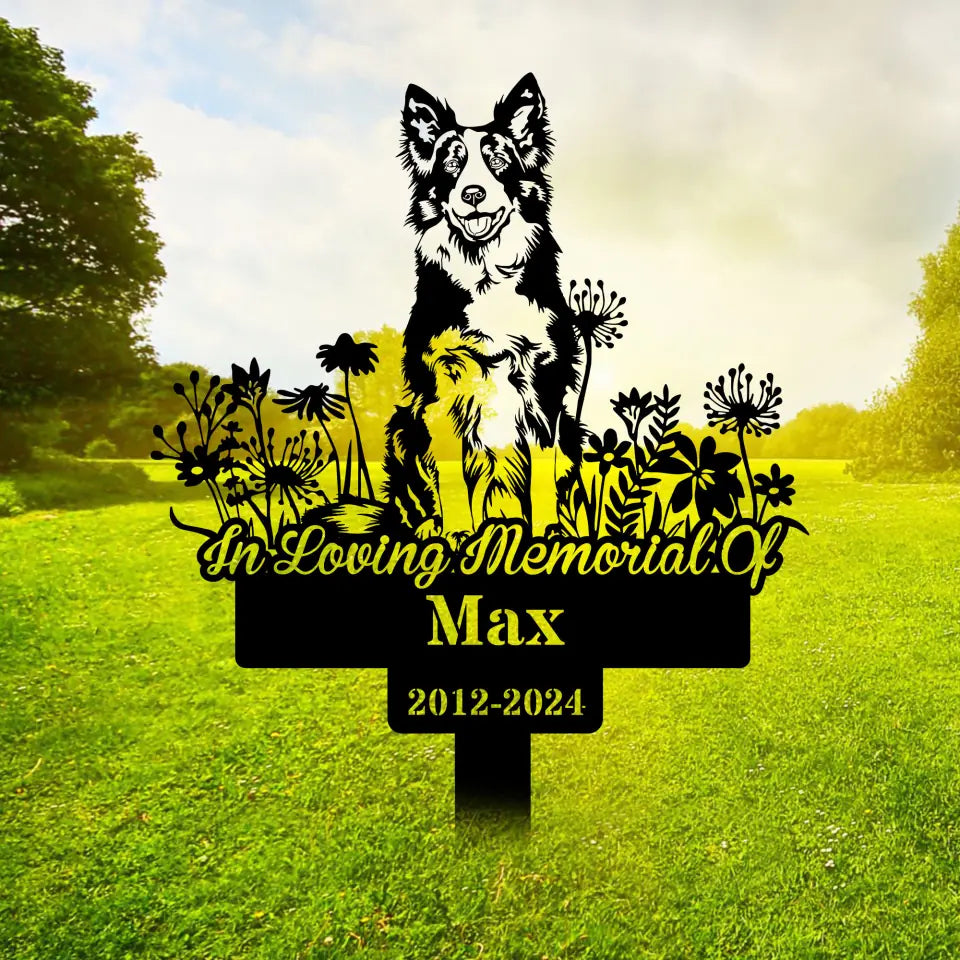 In Loving Memorial Custom Border Collie Memorial Stake Sign, Pet Grave ...
