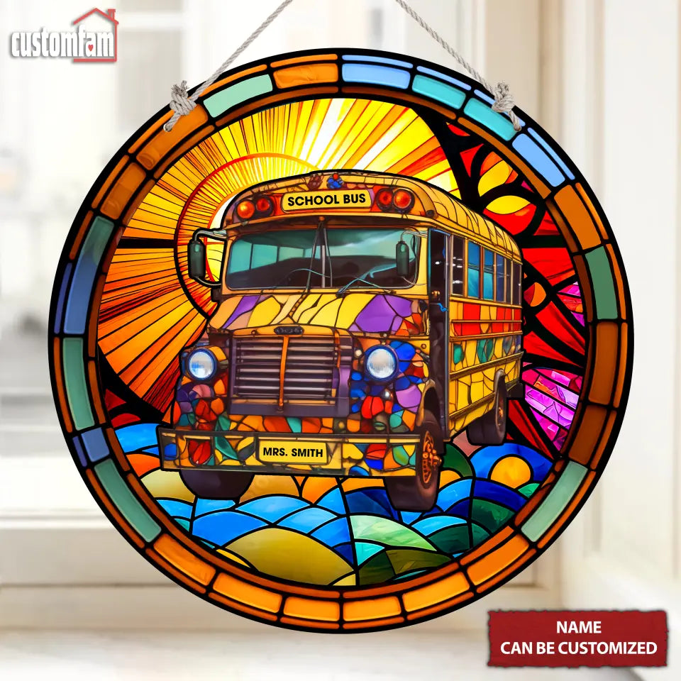 Personalized School Bus Acrylic Suncatcher, Hanging ClassRoom Decor, B ...