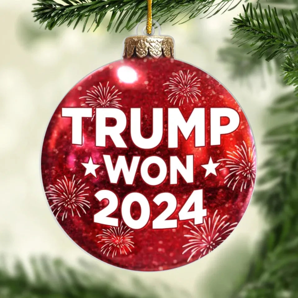 Trumpwon Acrylic Christmas Ornament, 47th President Ornament – CustomFam