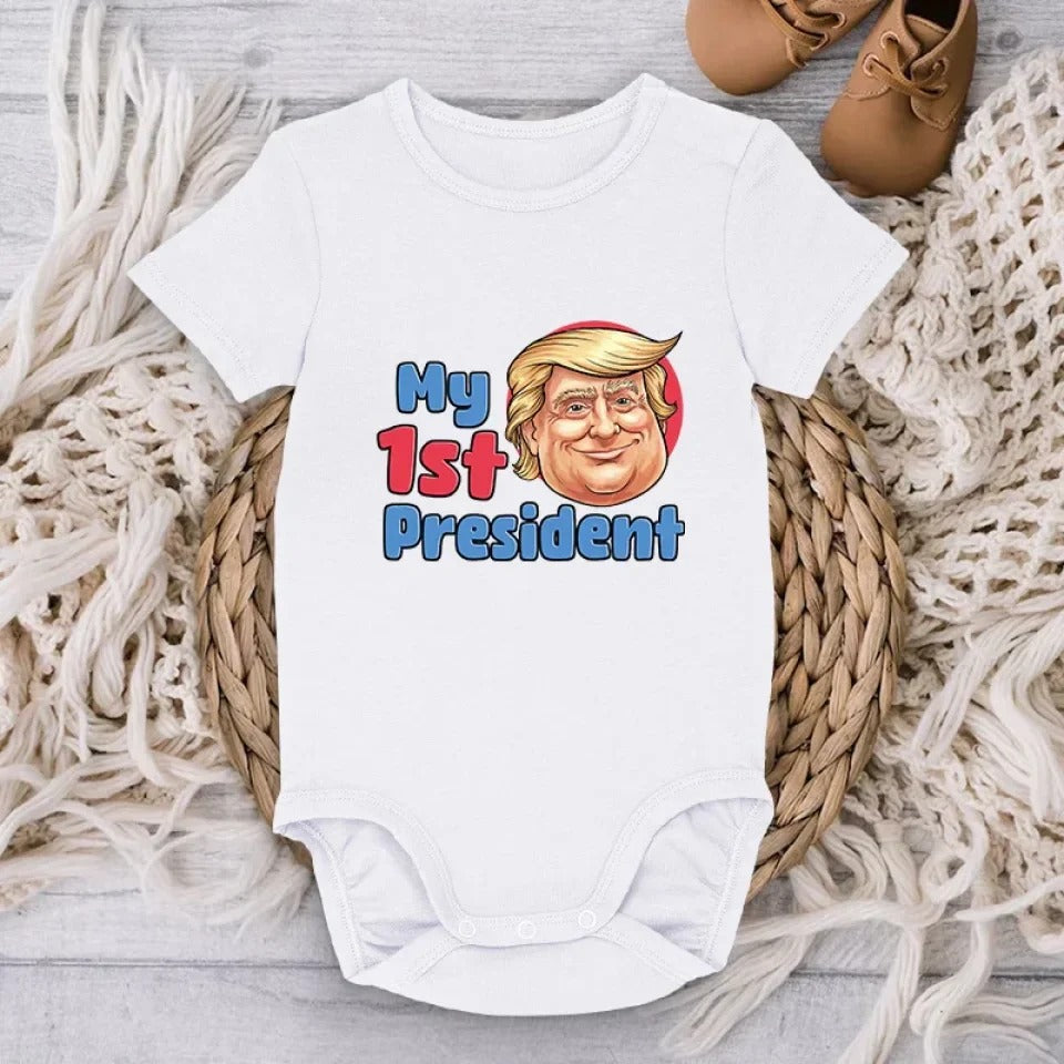 My 1st President Baby Onesies, Trump 47 Funny Political Gifts, Newborn ...