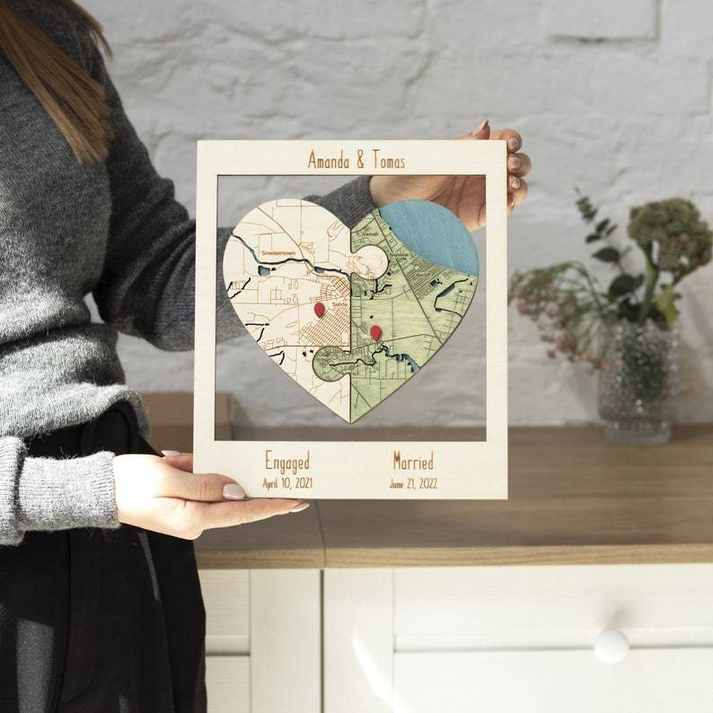 Custom Map Wood Sign, Long Distance Relationship Gift, Gifts For Newly ...