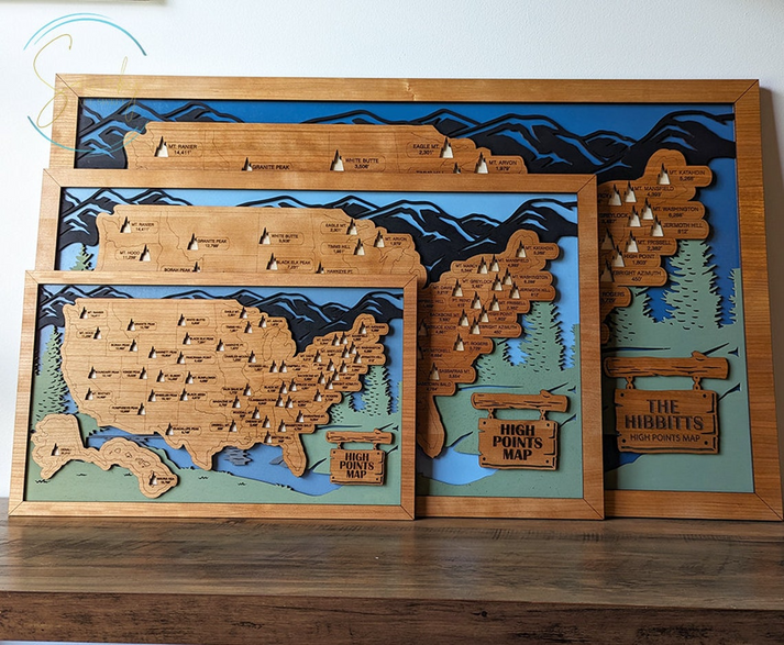 Highest Points In Each State Map, Highest Points Travel Map Tracker, B ...