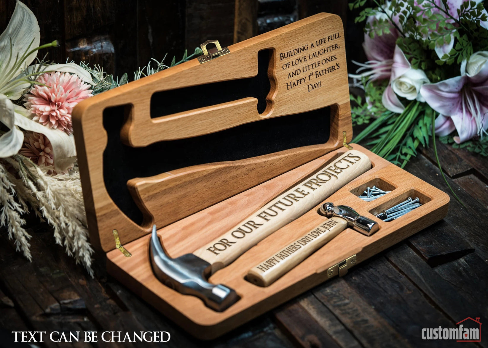 Personalized Father & Child Engraved Hammer Gift Set, Framing Hammer ...