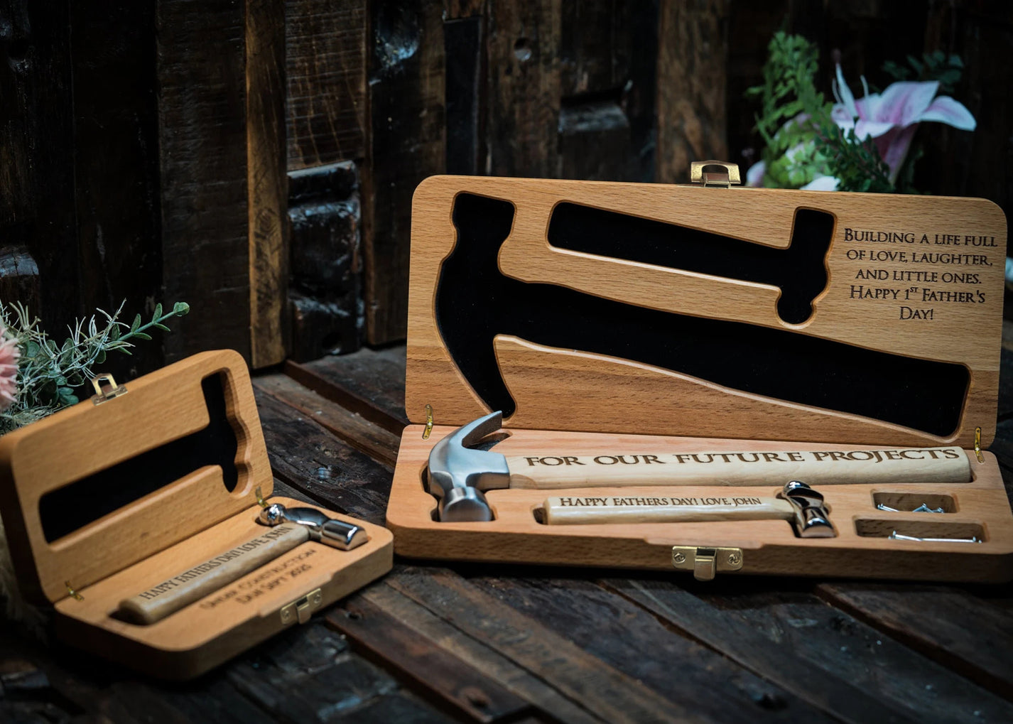 Personalized Father & Child Engraved Hammer Gift Set, Framing Hammer ...