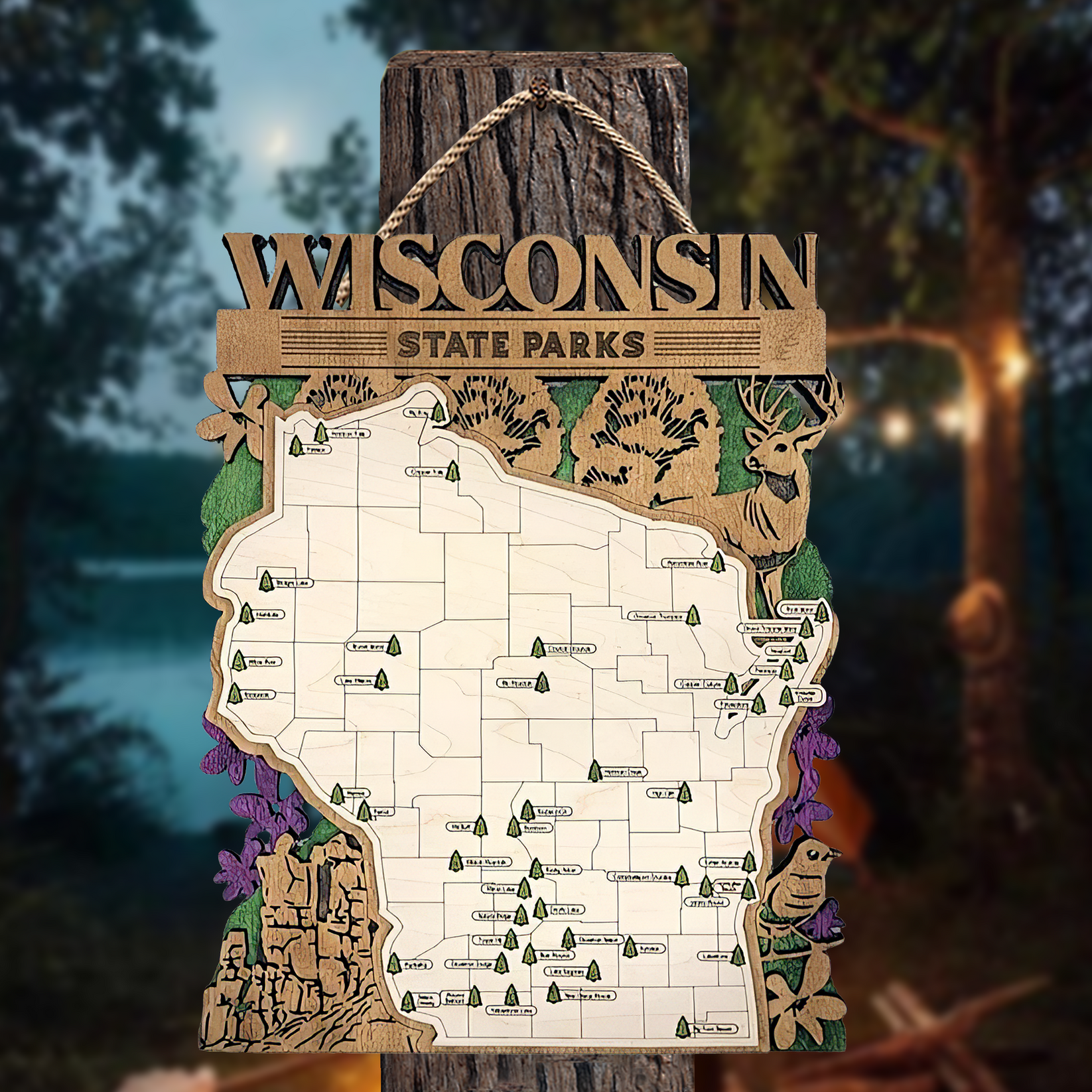 Wisconsin State Park Map, Personalized Travel Map, Gift For Travelers ...