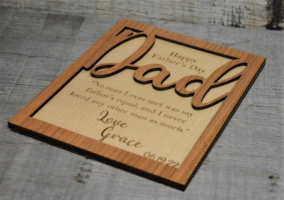 Personalized Dad 2 Layered Wooden Sign, Happy Father Day Sign, Custom ...