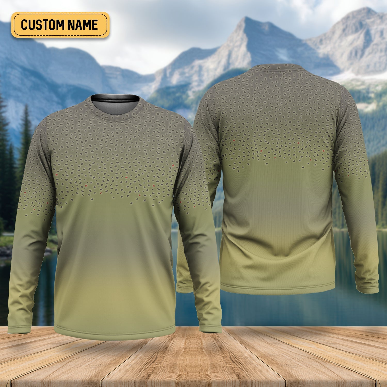 Green Brook Trout Skin UPF Fishing Shirts, Hooded Sun Shirt, Personali ...