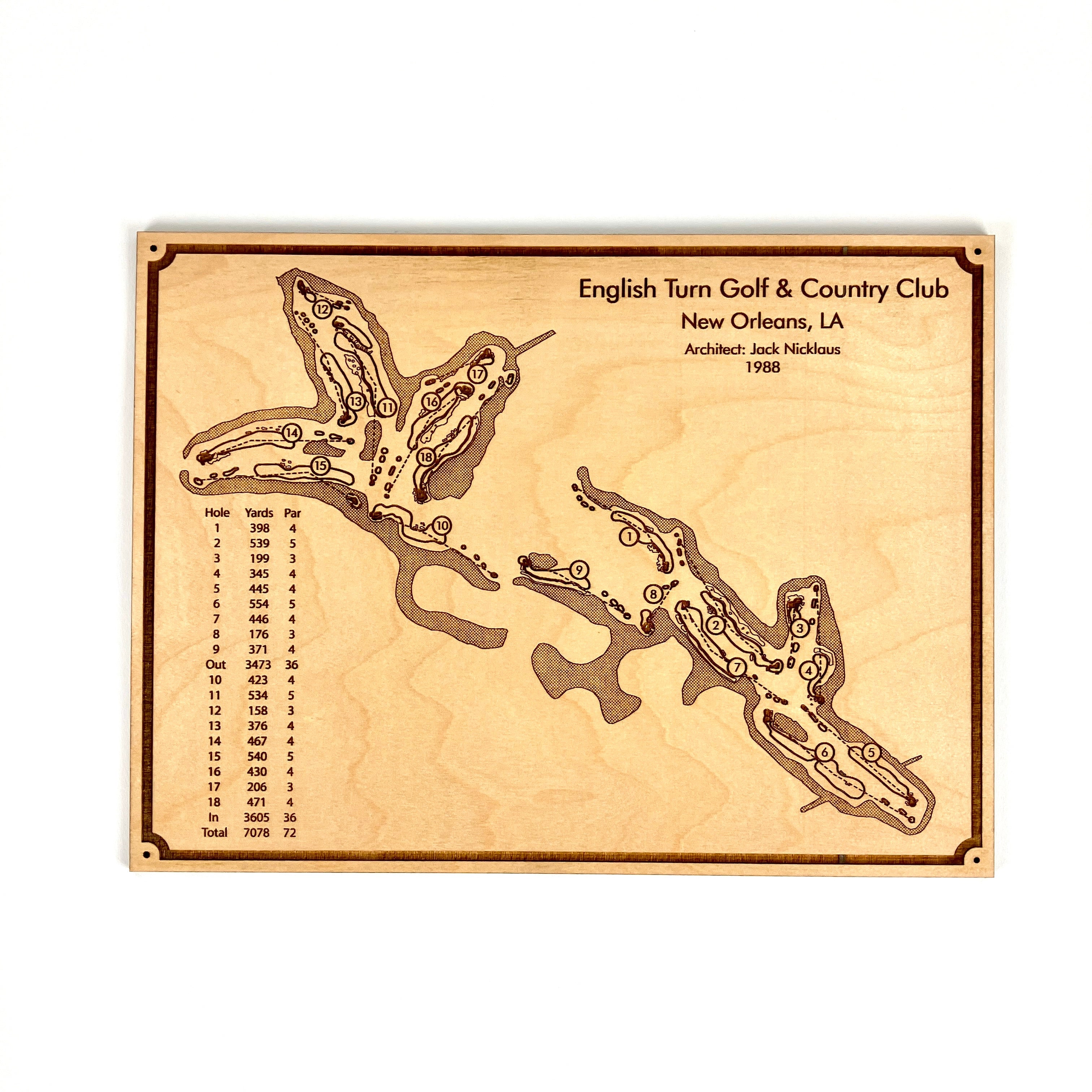Custom English Turn Golf Course Map, Golf Art, Golf Wood Sign, Gift Fo ...