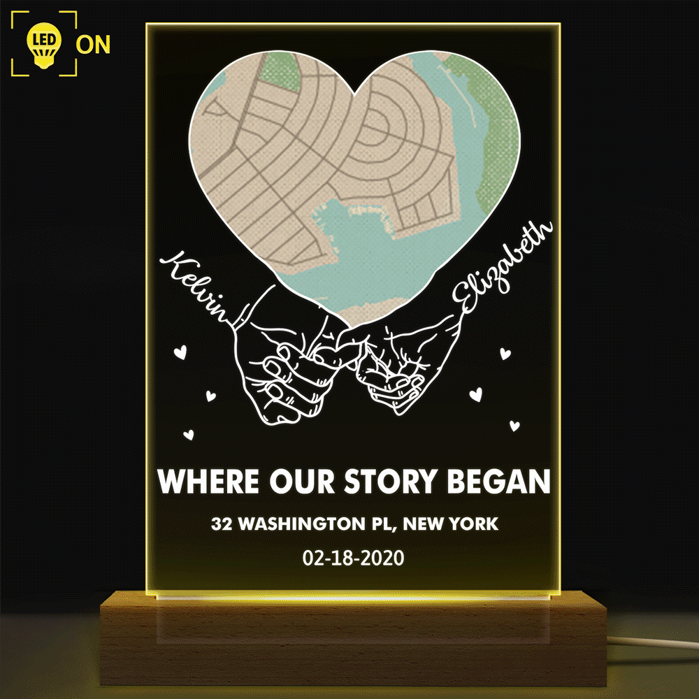 Where Our Story Began Personalized 3D Led Light, Location Map Night Li ...