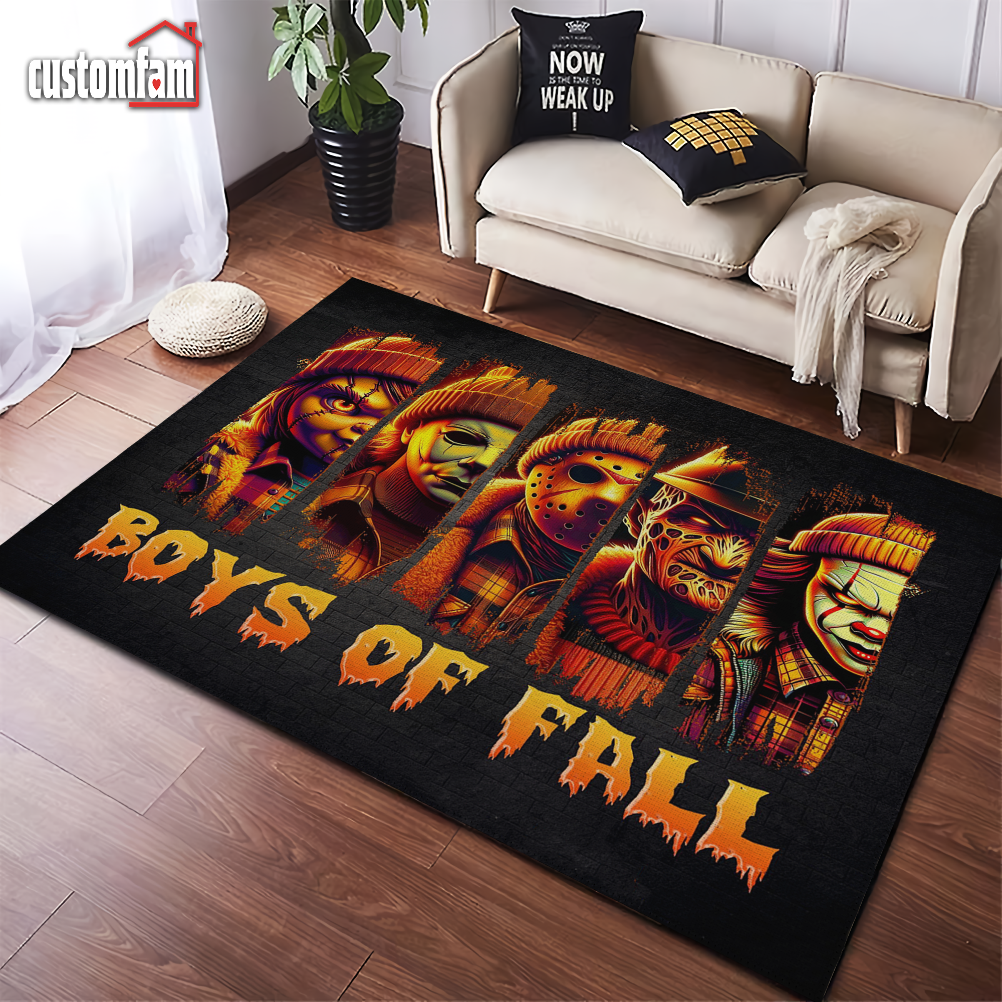 Classic Horror Characters Haunted Mansion Rug, Large Rugs For Living R ...