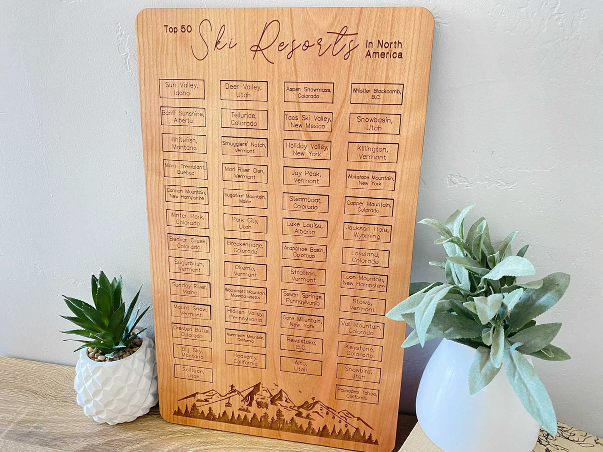 North America Ski Resorts Tracker Board, Travel Tracker – CustomFam