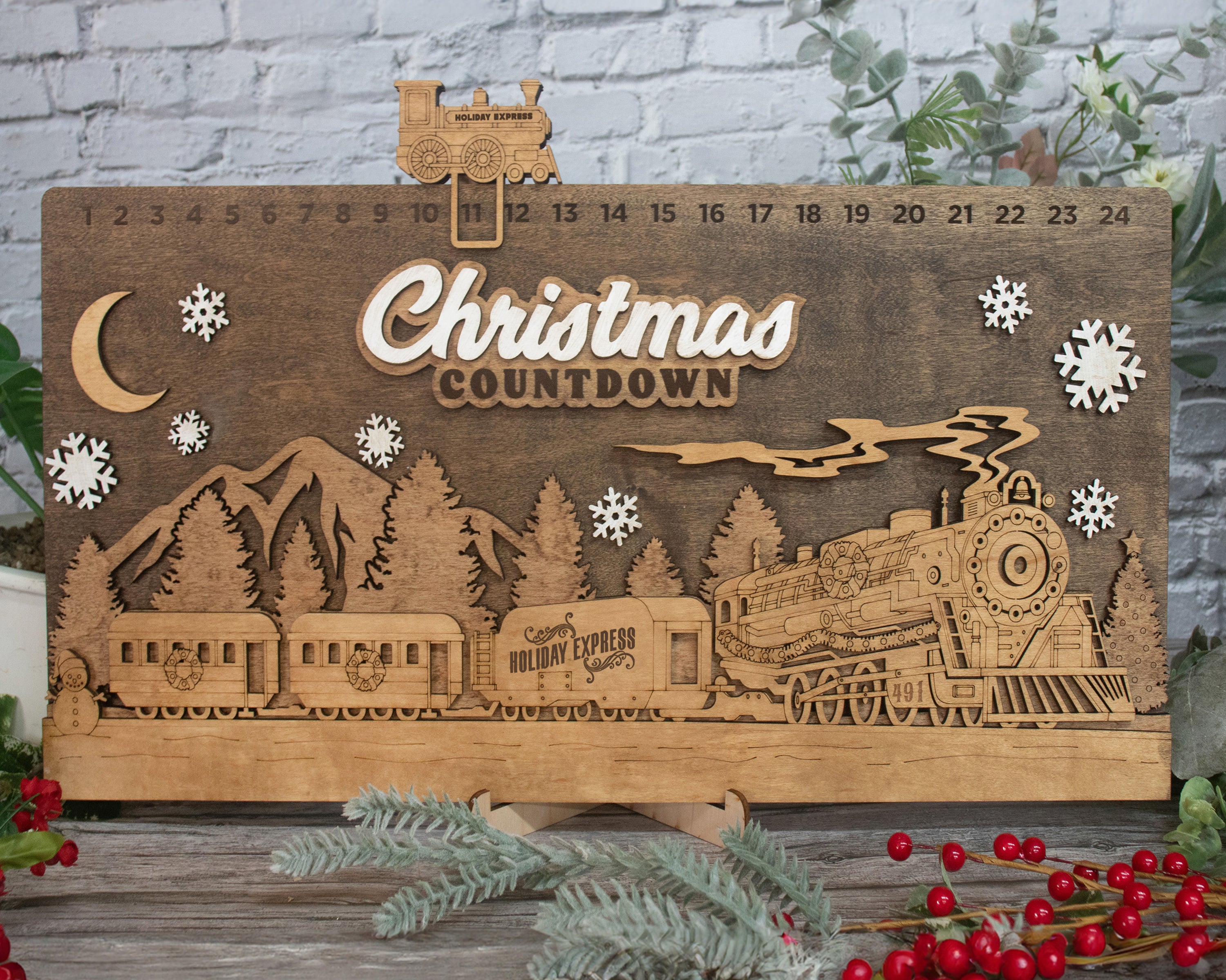 Christmas Train Sign, Days Until Christmas Sign, Christmas Countdown S ...