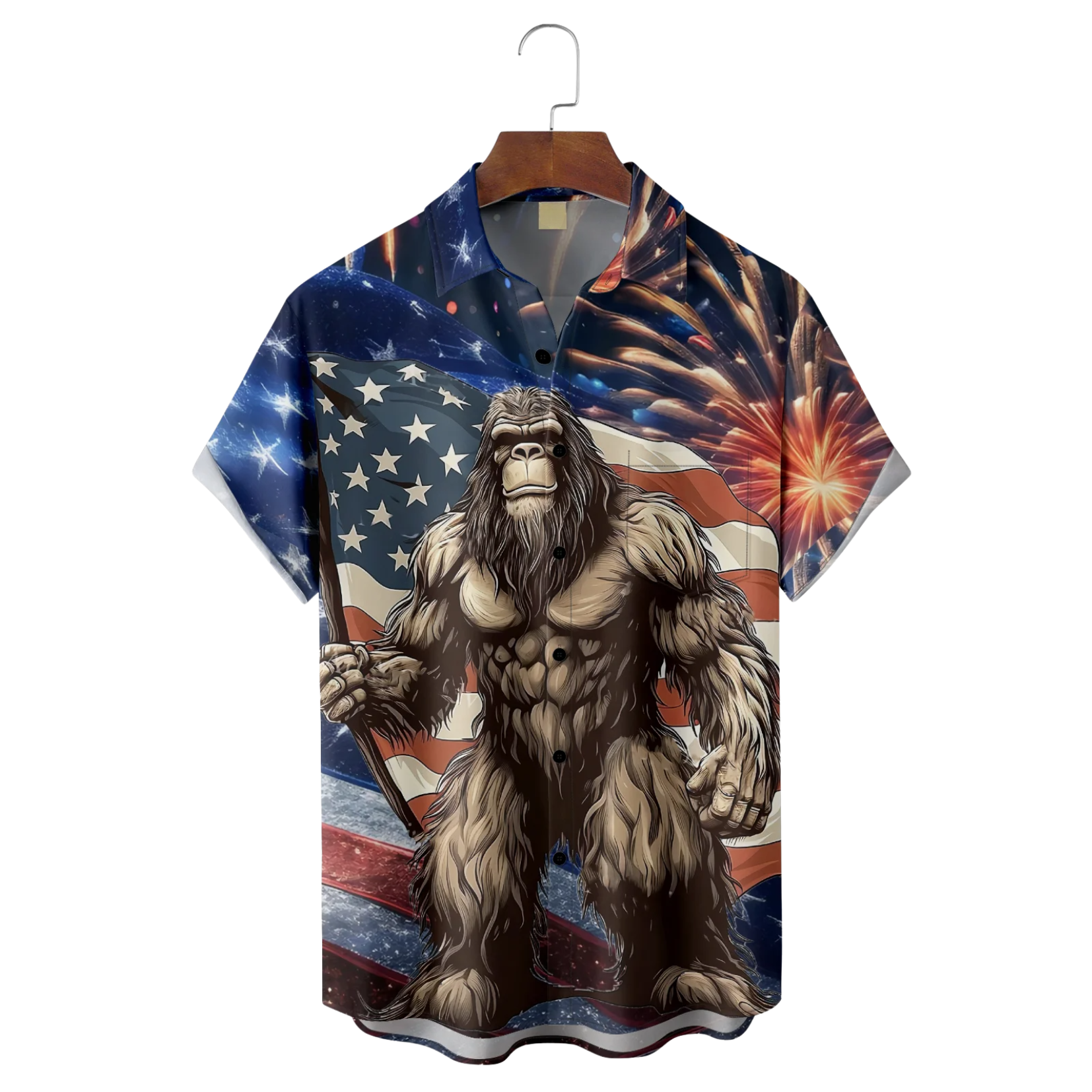 Bigfoot American Flag Independence Day Hawaiian Golf Shirt, 250th Anni ...