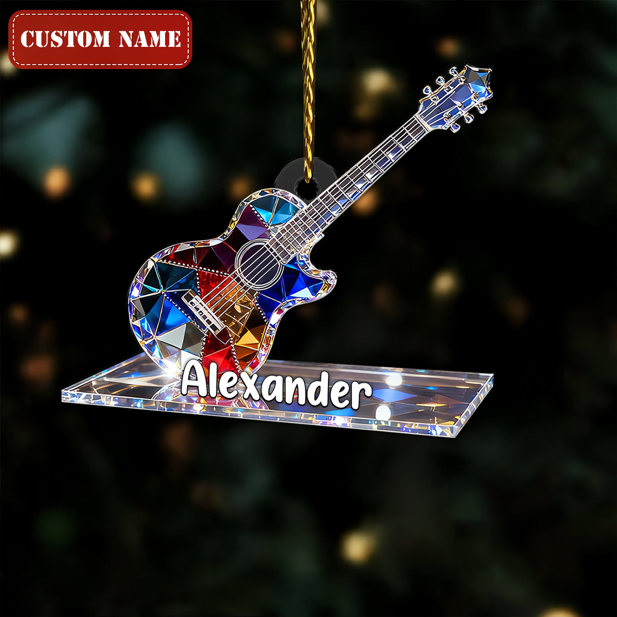 Guitar Christmas Tree Ornament Musical Instrument Ornaments Custom Acr ...