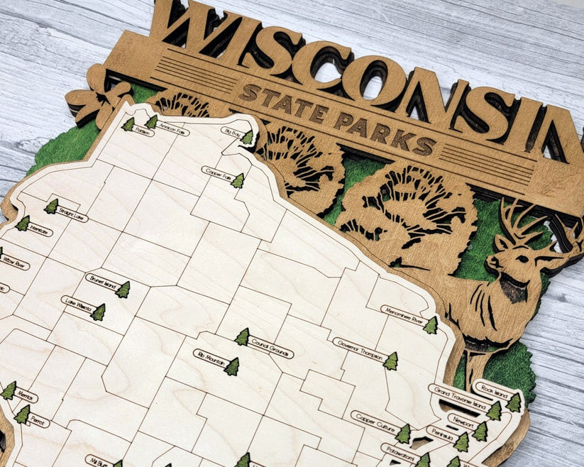Wisconsin State Park Map, Personalized Travel Map, Gift For Travelers ...
