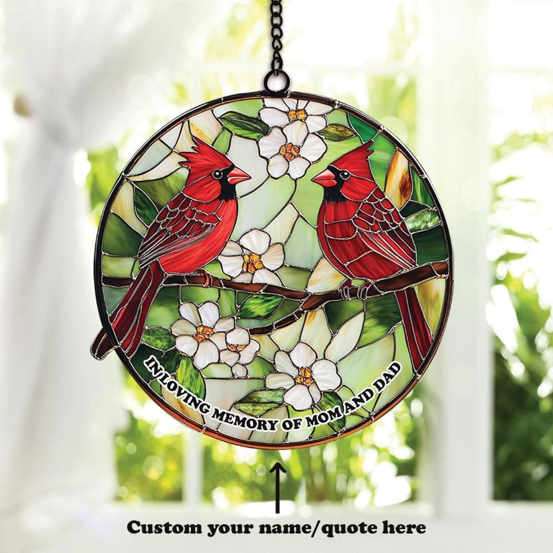 Red Cardinal Acrylic Suncatcher Ornament, Window Hanging Decor – CustomFam