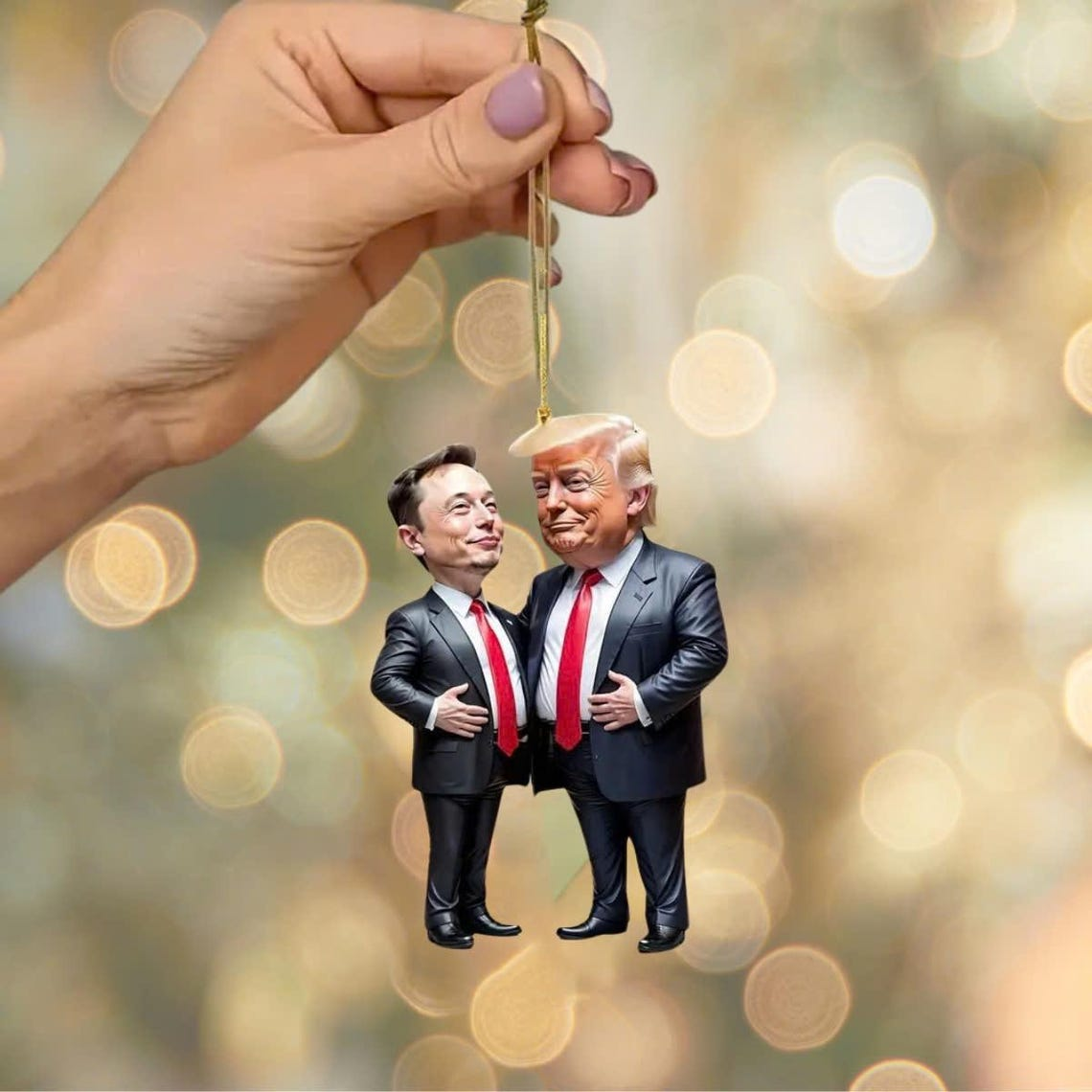 Trump2024 And Elon Musk Ornament, Funny Political Christmas Acrylic Or ...