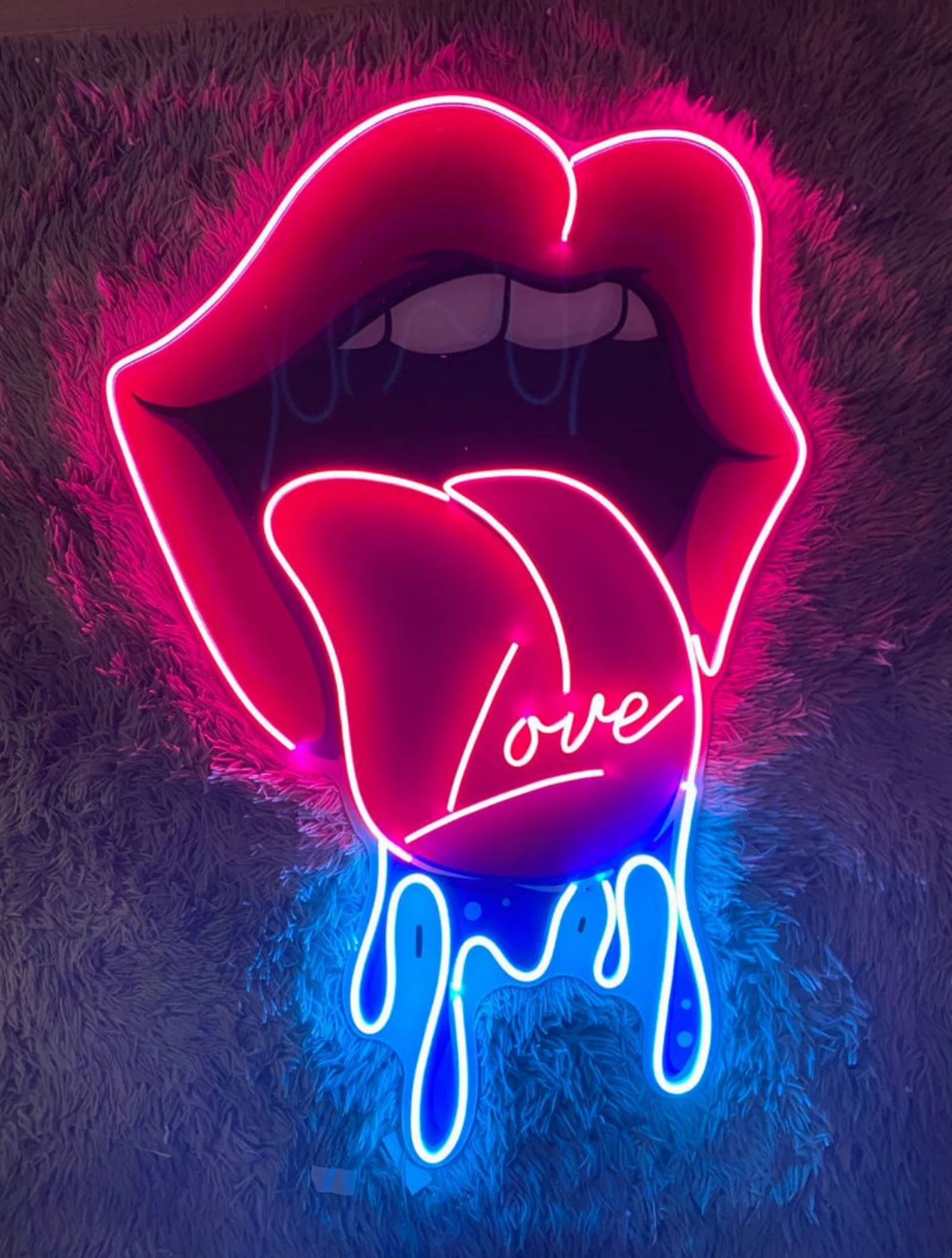 Dripping Lips Neon Sign, Sexy Lips Led Sign, Dripping Love Neon Wall D ...