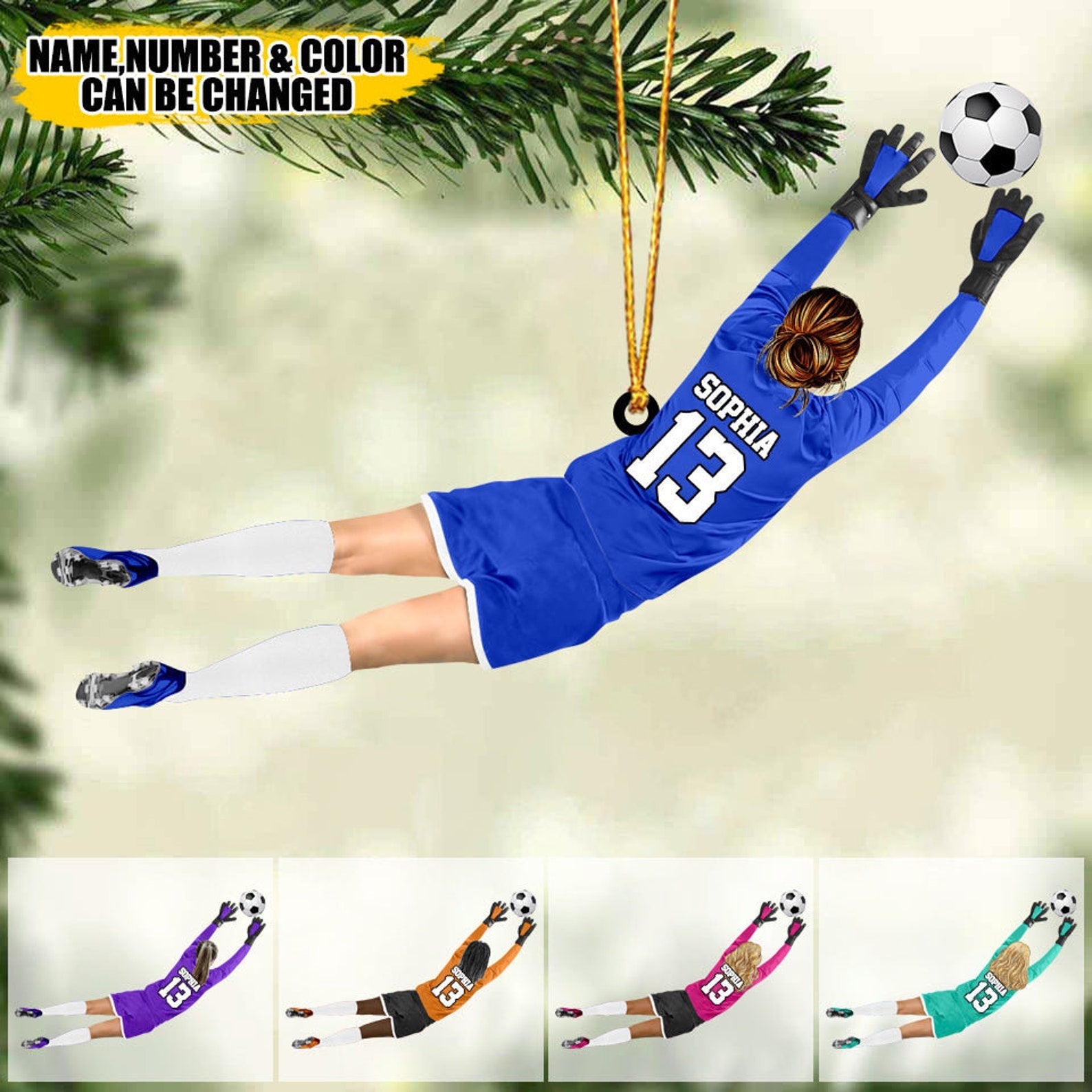Custom Soccer Goalkeeper Acrylic Christmas Ornament, Soccer Ornament ...